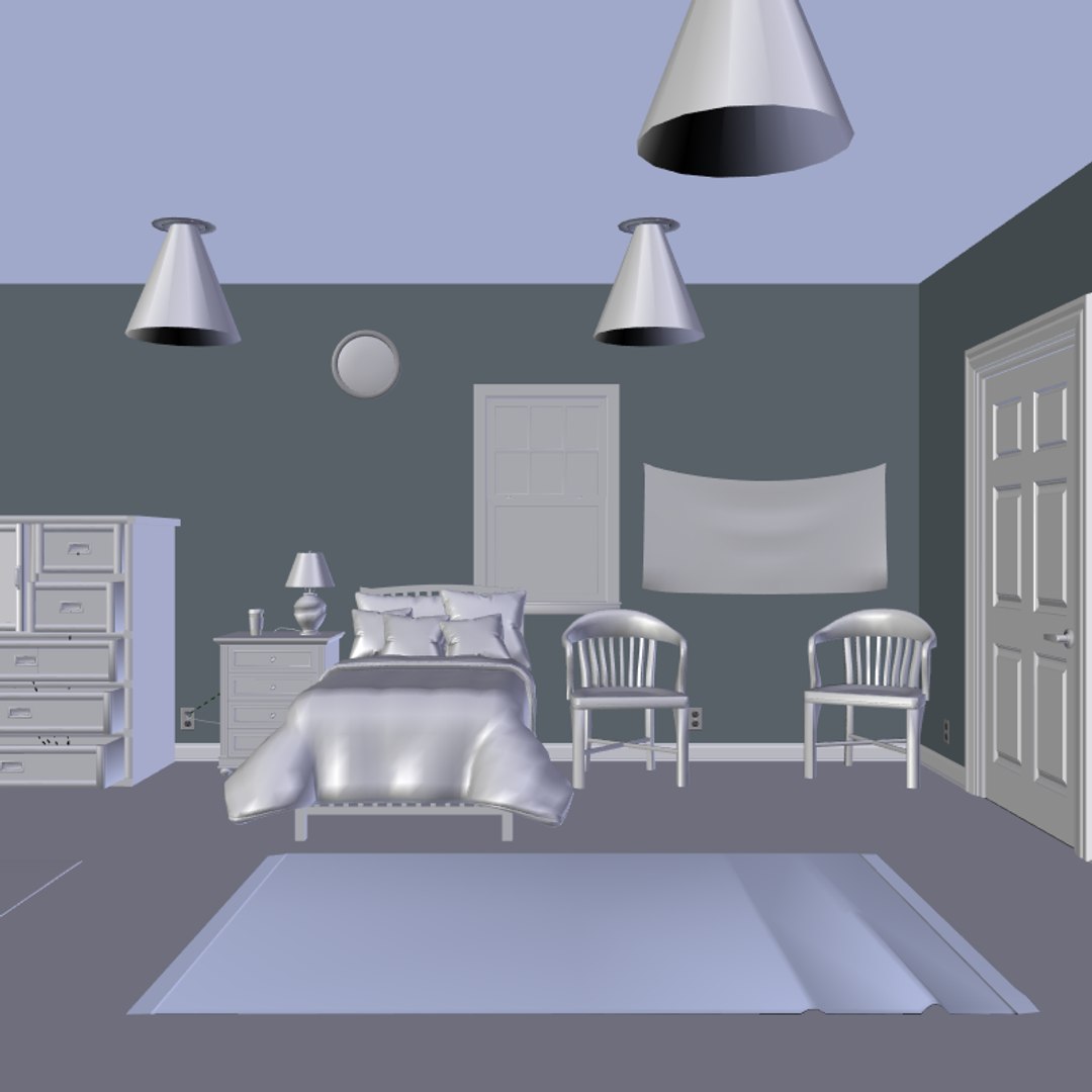 3D Model Realistic Bedroom Home Room - TurboSquid 1149188