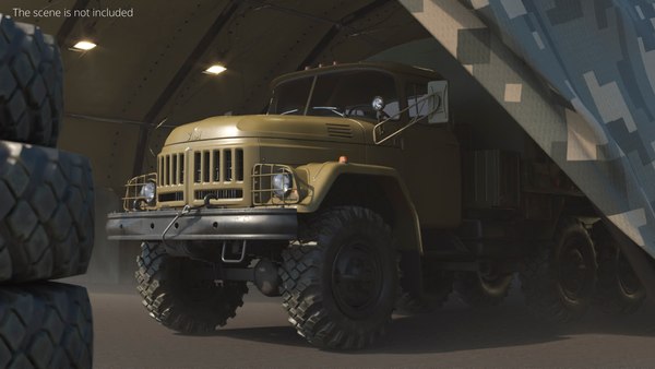 modèle 3D de Camion militaire ZIL-131 avec plateau de chargement et ...