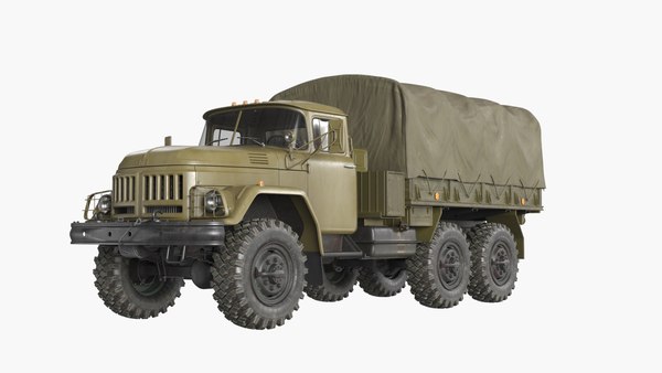 modèle 3D de Camion militaire ZIL-131 avec plateau de chargement et ...