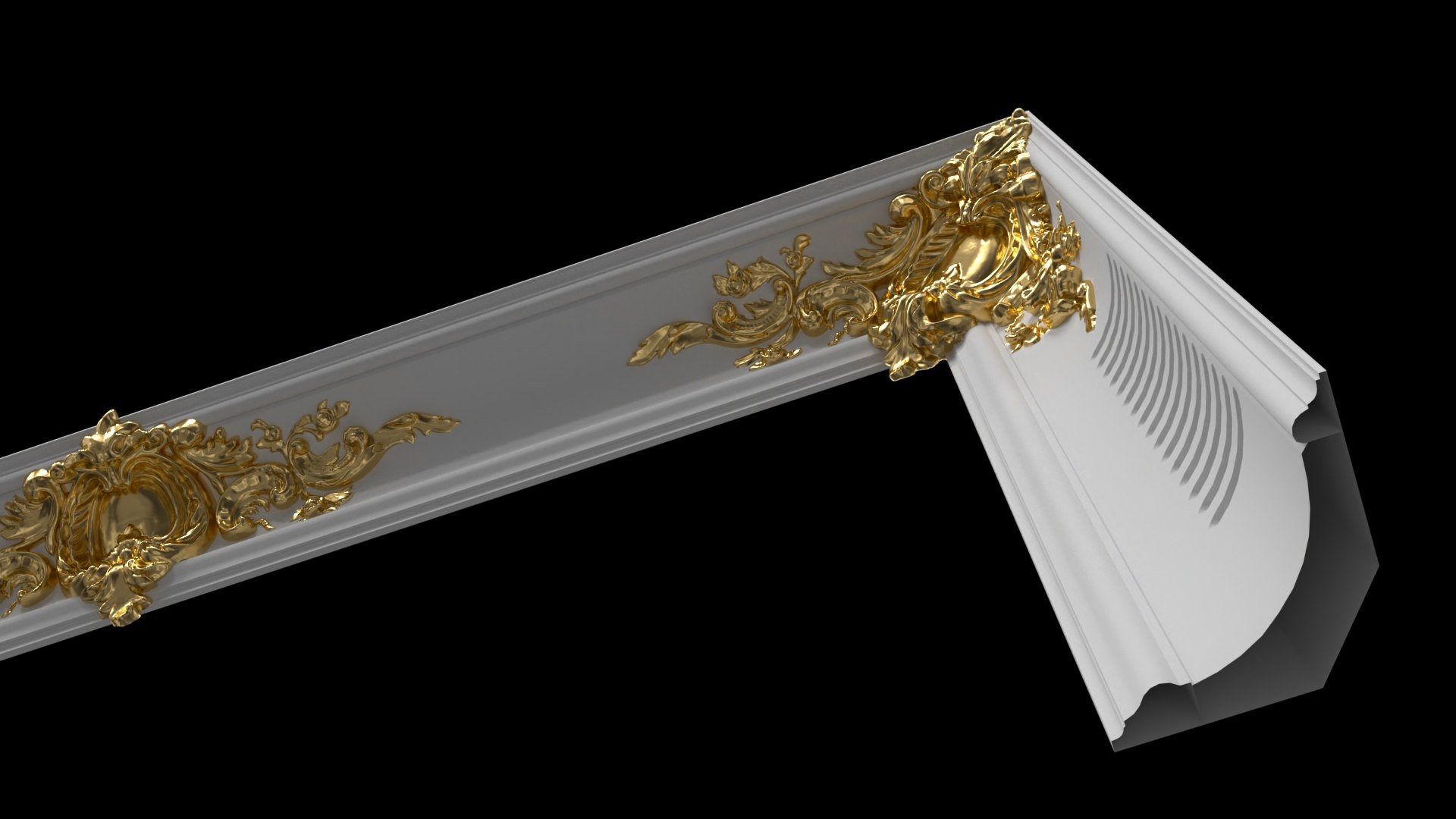 Patterned Cornice Gypsum Plaster DK100 3D Model - TurboSquid 2008436