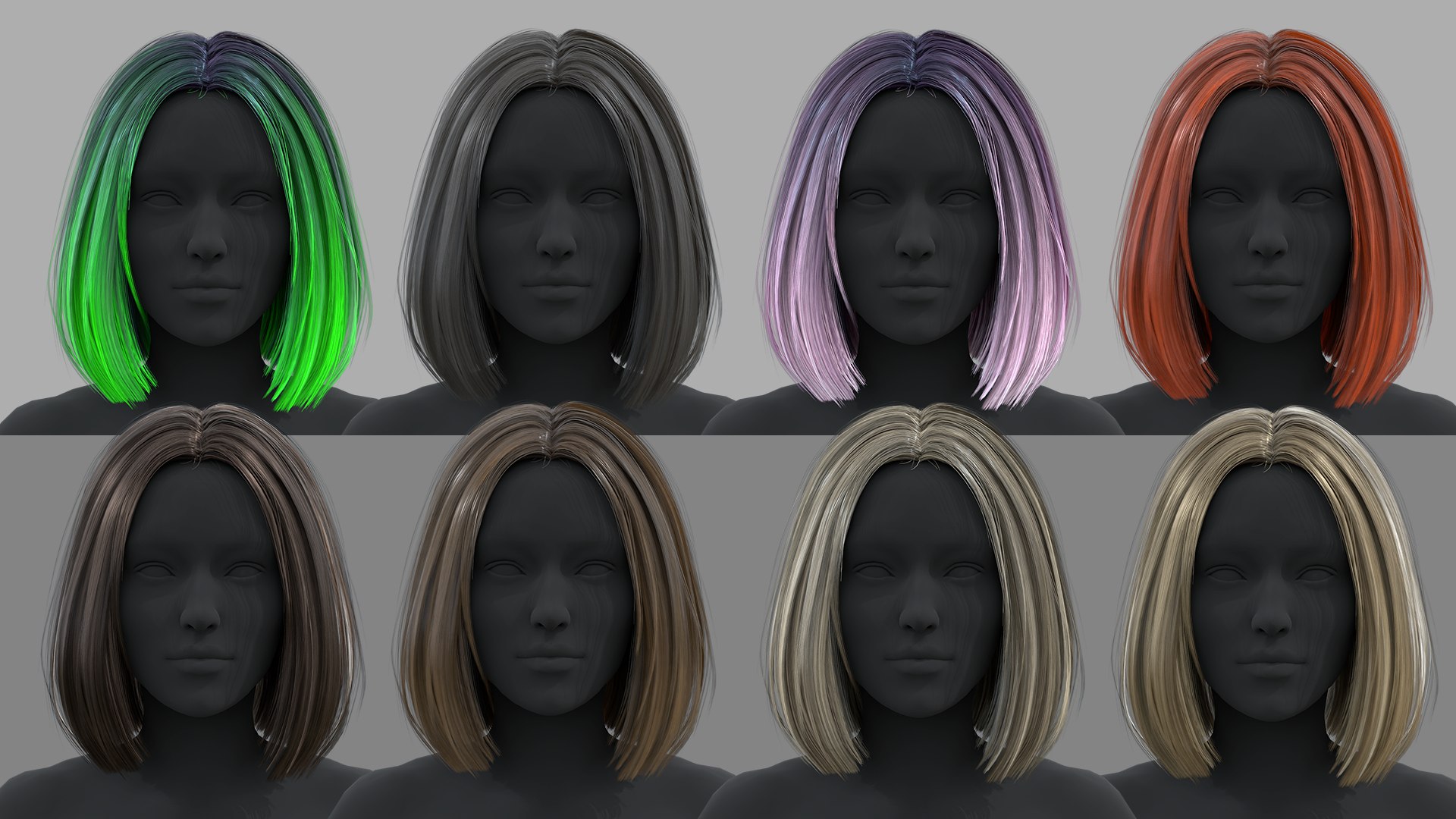 Real-time Hair Cards - Long Bob Straight Hairstyle Model - TurboSquid ...