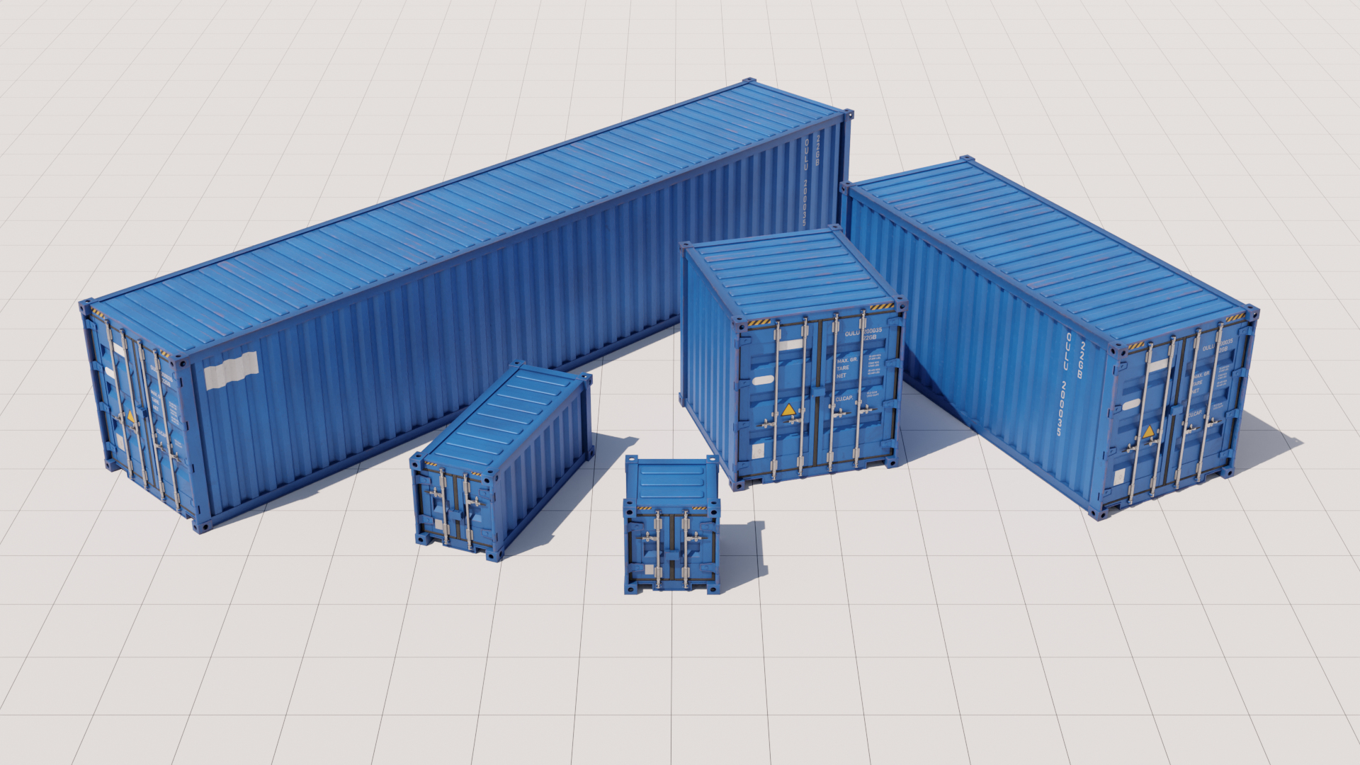 3D Containers - 5 sizes - Blue model - TurboSquid 2112490
