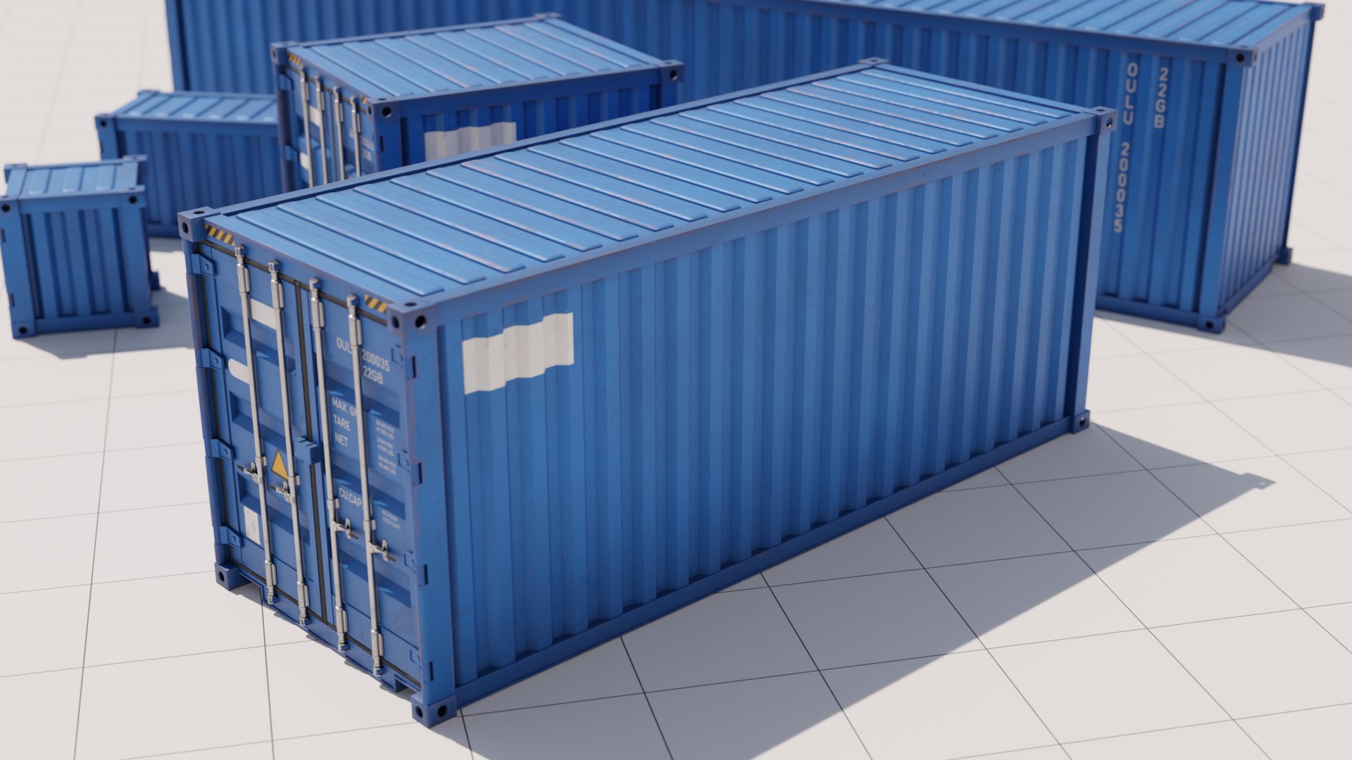 3D Containers - 5 Sizes - Blue Model - TurboSquid 2112490