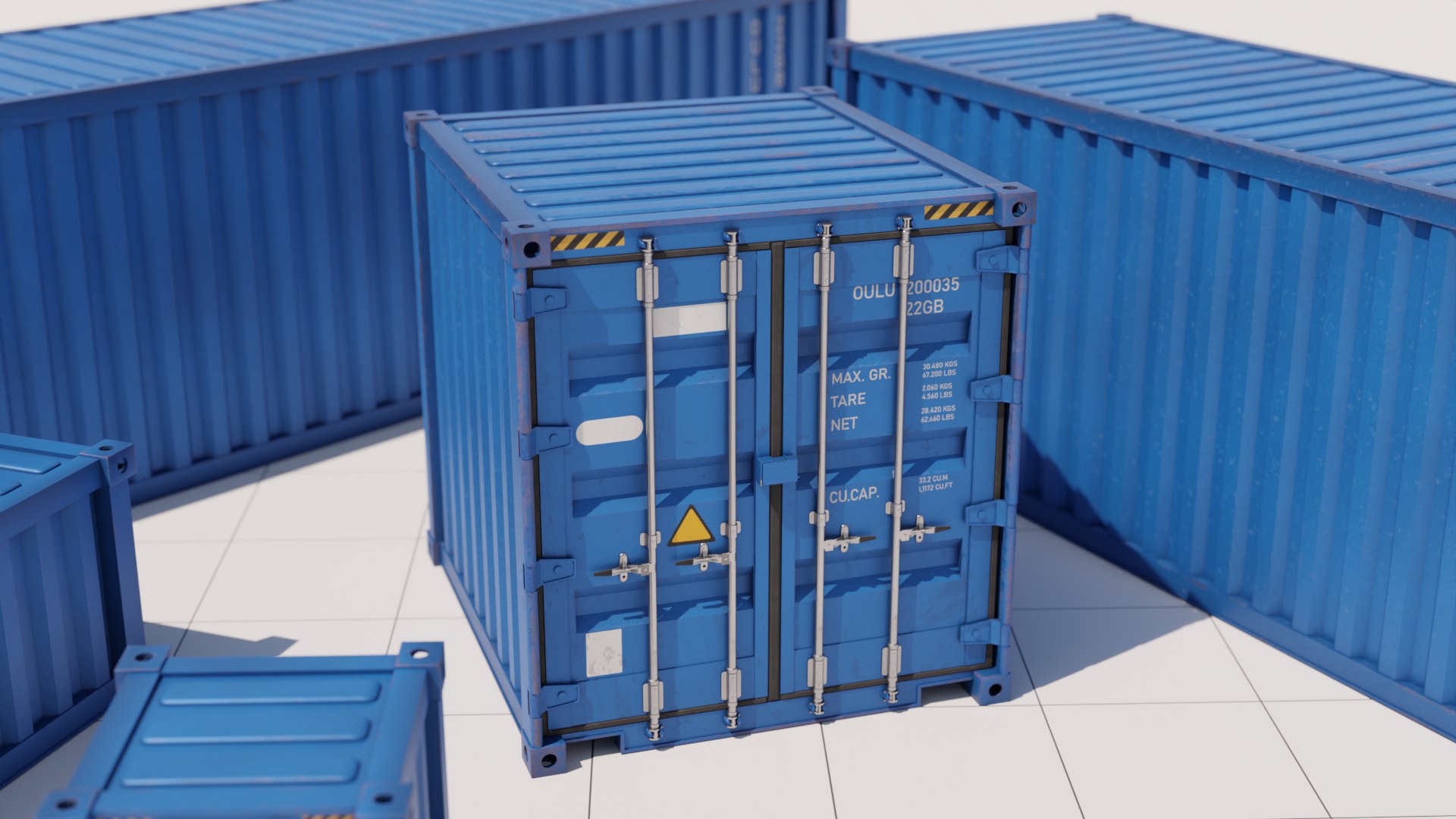 3D Containers - 5 Sizes - Blue Model - TurboSquid 2112490