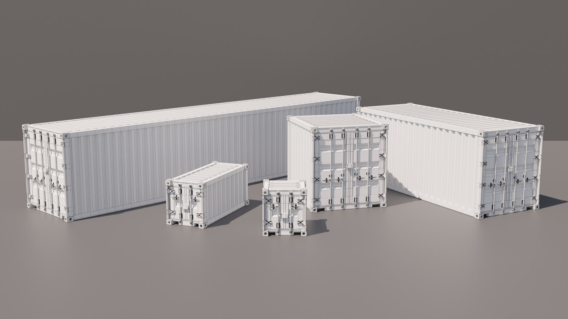 3D Containers - 5 Sizes - Blue Model - TurboSquid 2112490