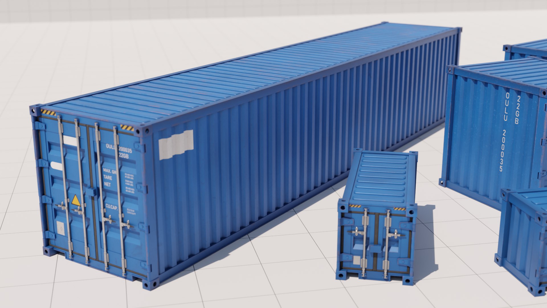 3D Containers - 5 Sizes - Blue Model - TurboSquid 2112490