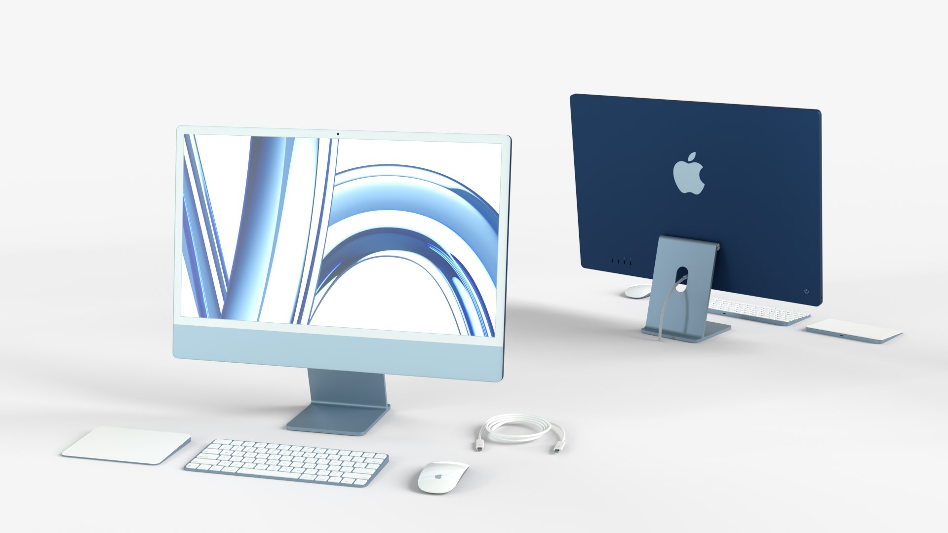 Apple IMac Blue With Keyboard Mouse And Trackpad 3D Model - TurboSquid ...