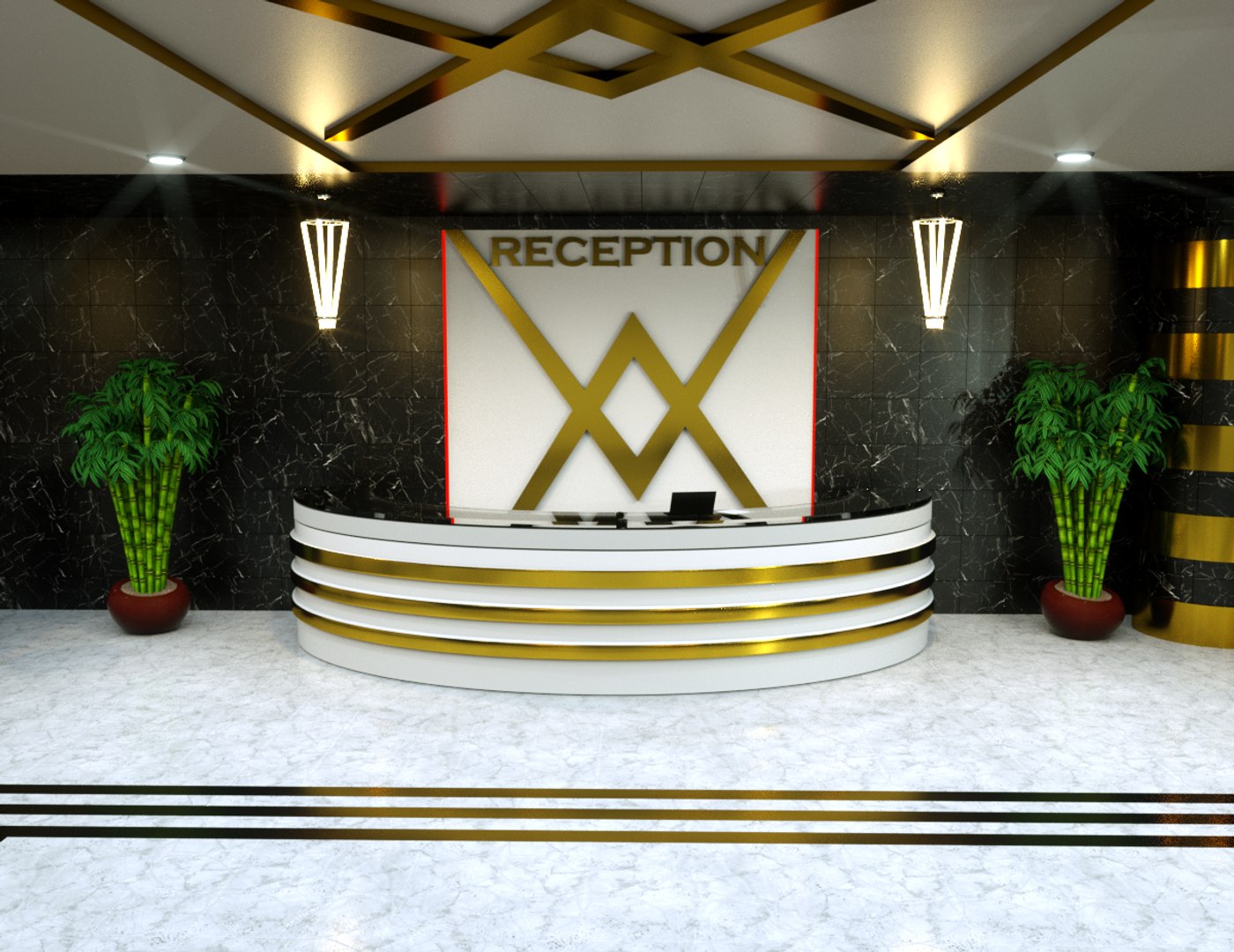 3D Model Hotel Reception - TurboSquid 1695891