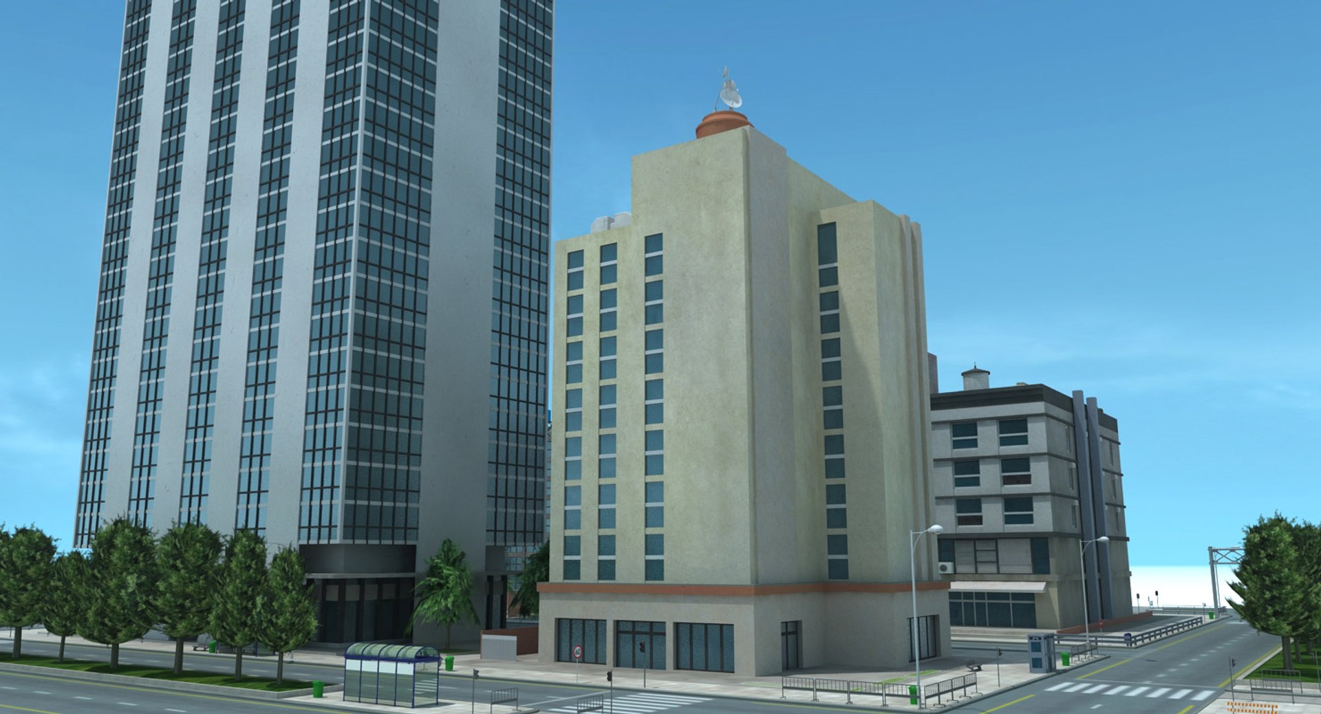 City Block Scene Cityscape Max