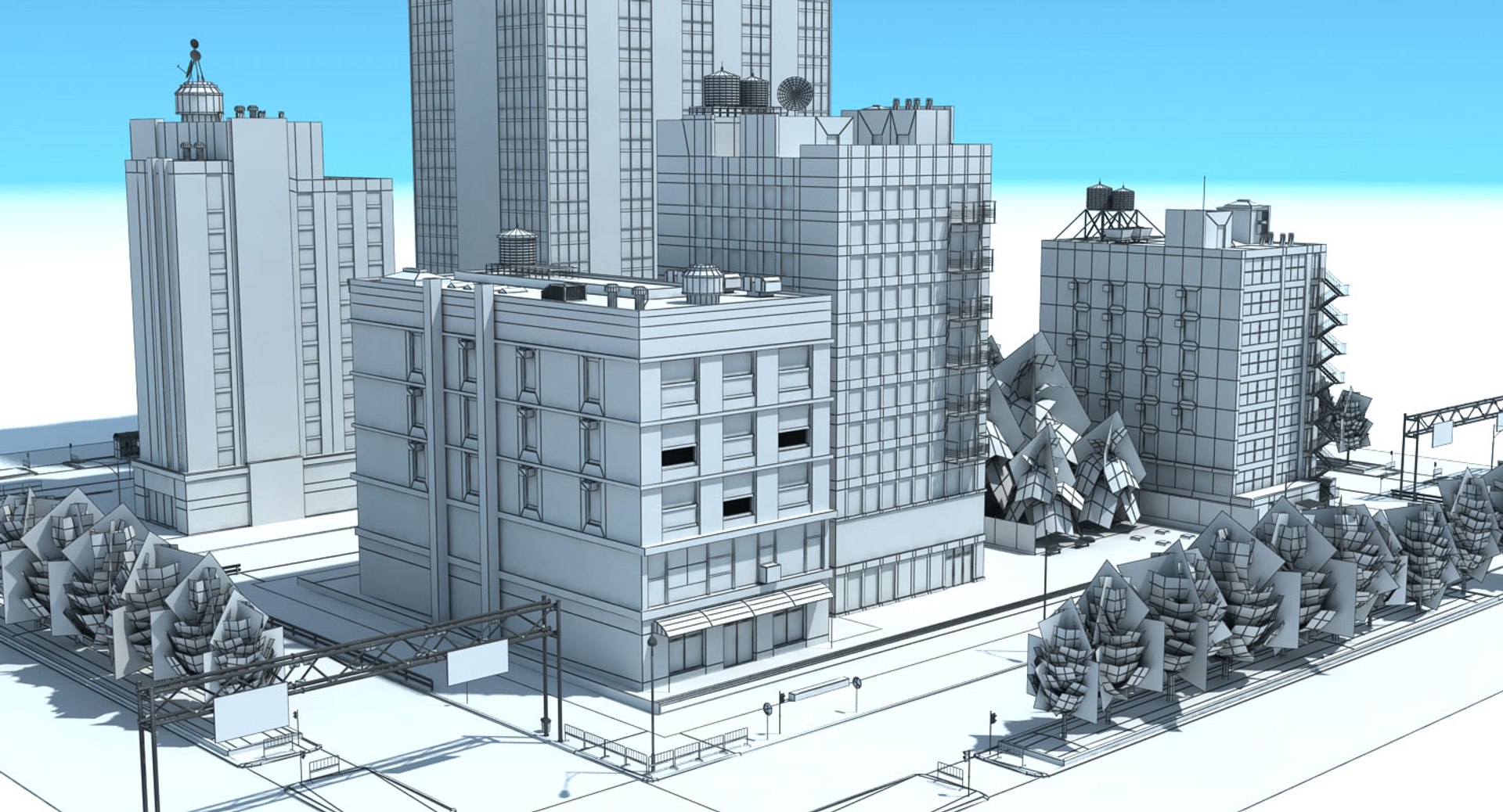 City Block Scene Cityscape Max