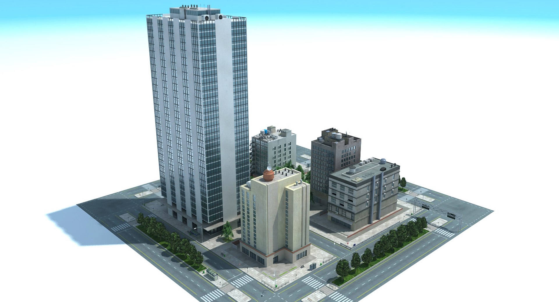 City Block Scene Cityscape Max
