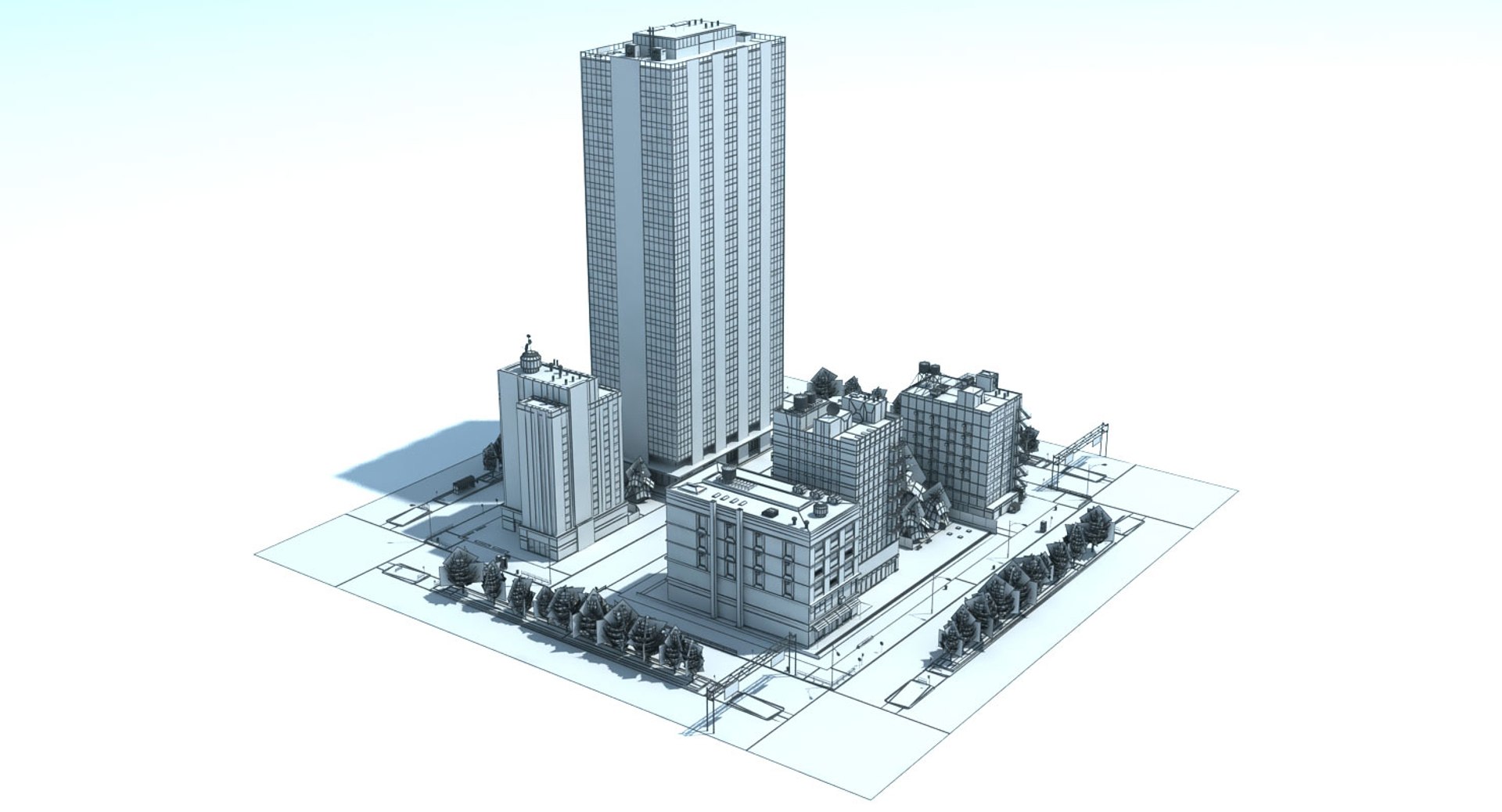 City Block Scene Cityscape Max