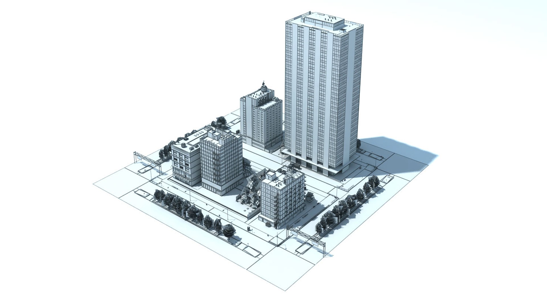 City Block Scene Cityscape Max