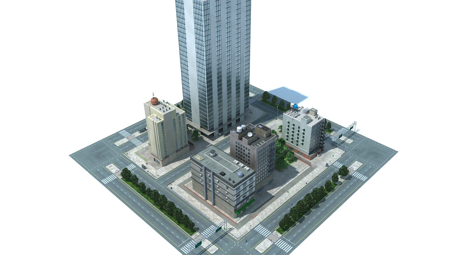 City Block Scene Cityscape Max