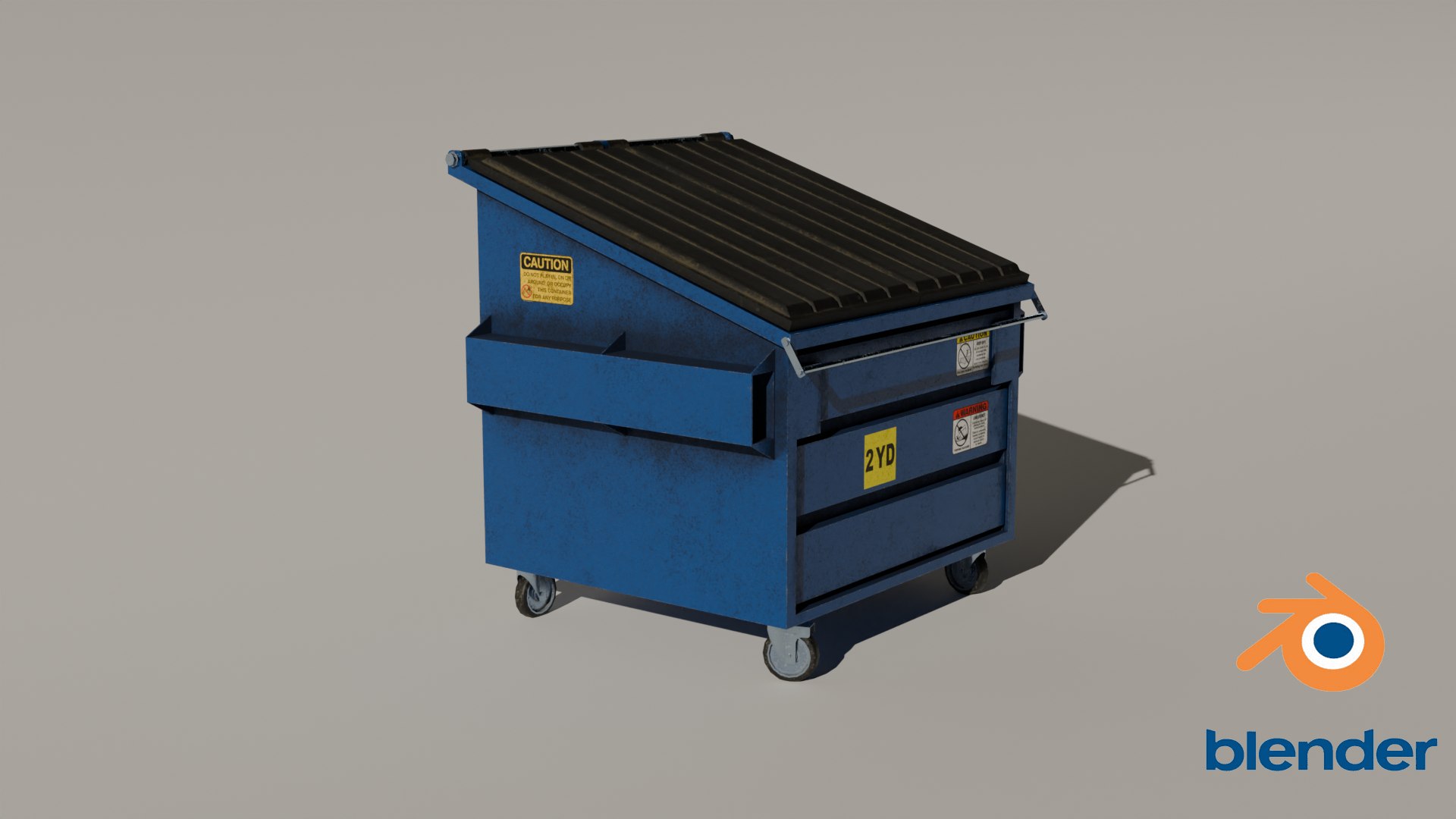 3D Blue Dumpster 2yard New-Dirty - TurboSquid 2159499