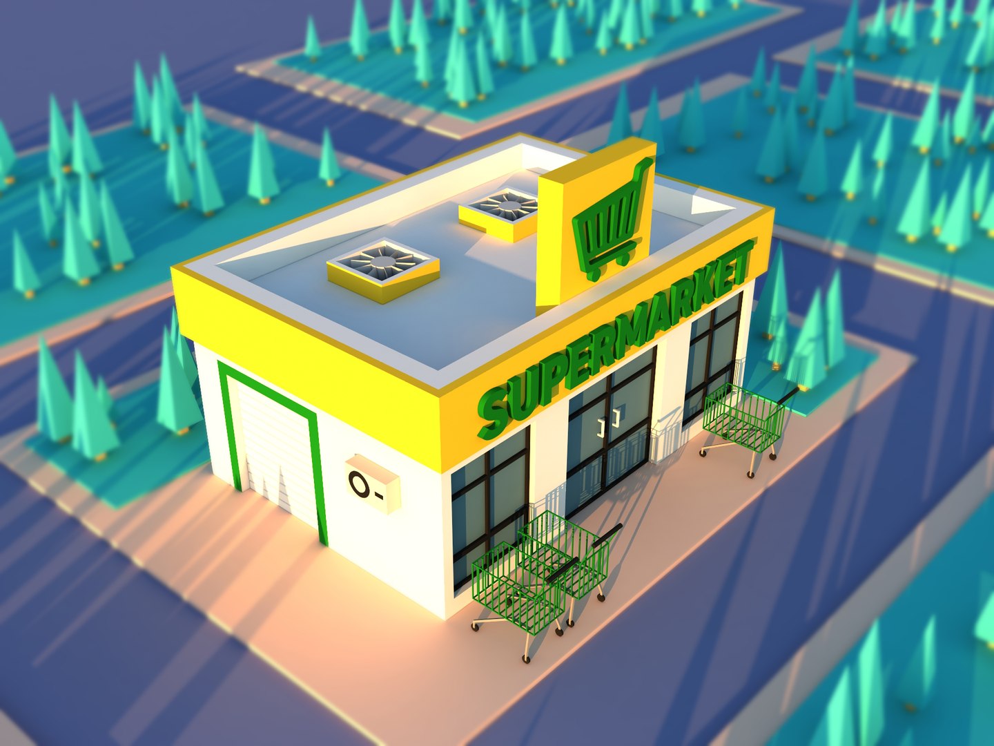 Cute Cartoon City Supermarket 3D - TurboSquid 1957649