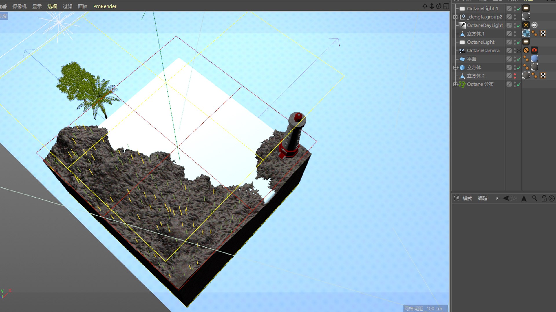 Sea Ocean Lighthouse Tree Scifi Cube Bay Beach Island C4D OC 3D - TurboSquid 1983654