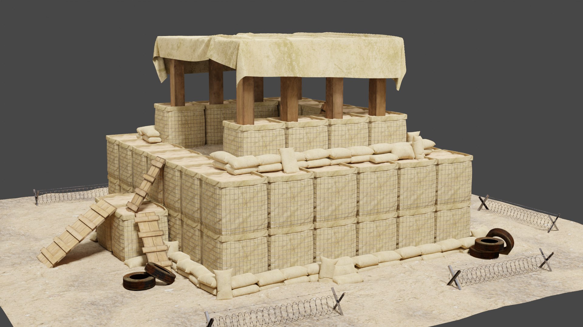 3D military trench tower model - TurboSquid 1569278