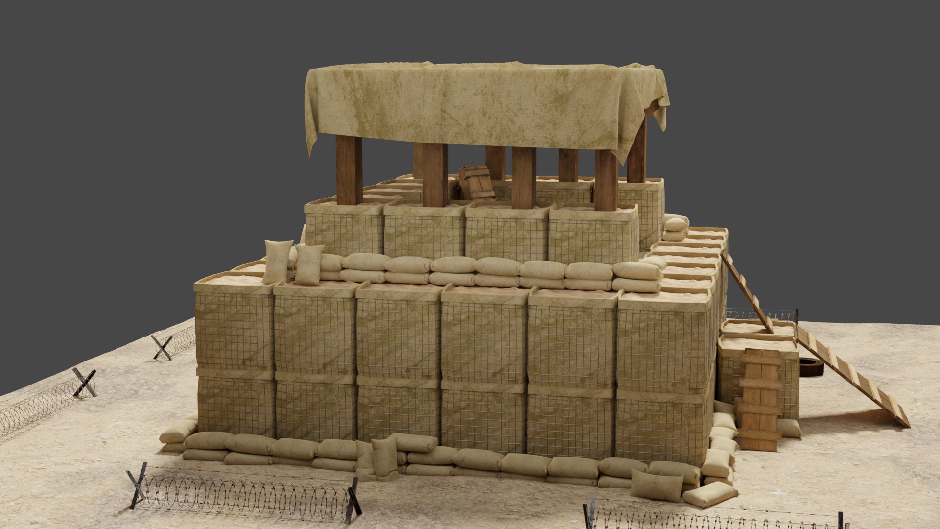 3D military trench tower model - TurboSquid 1569278