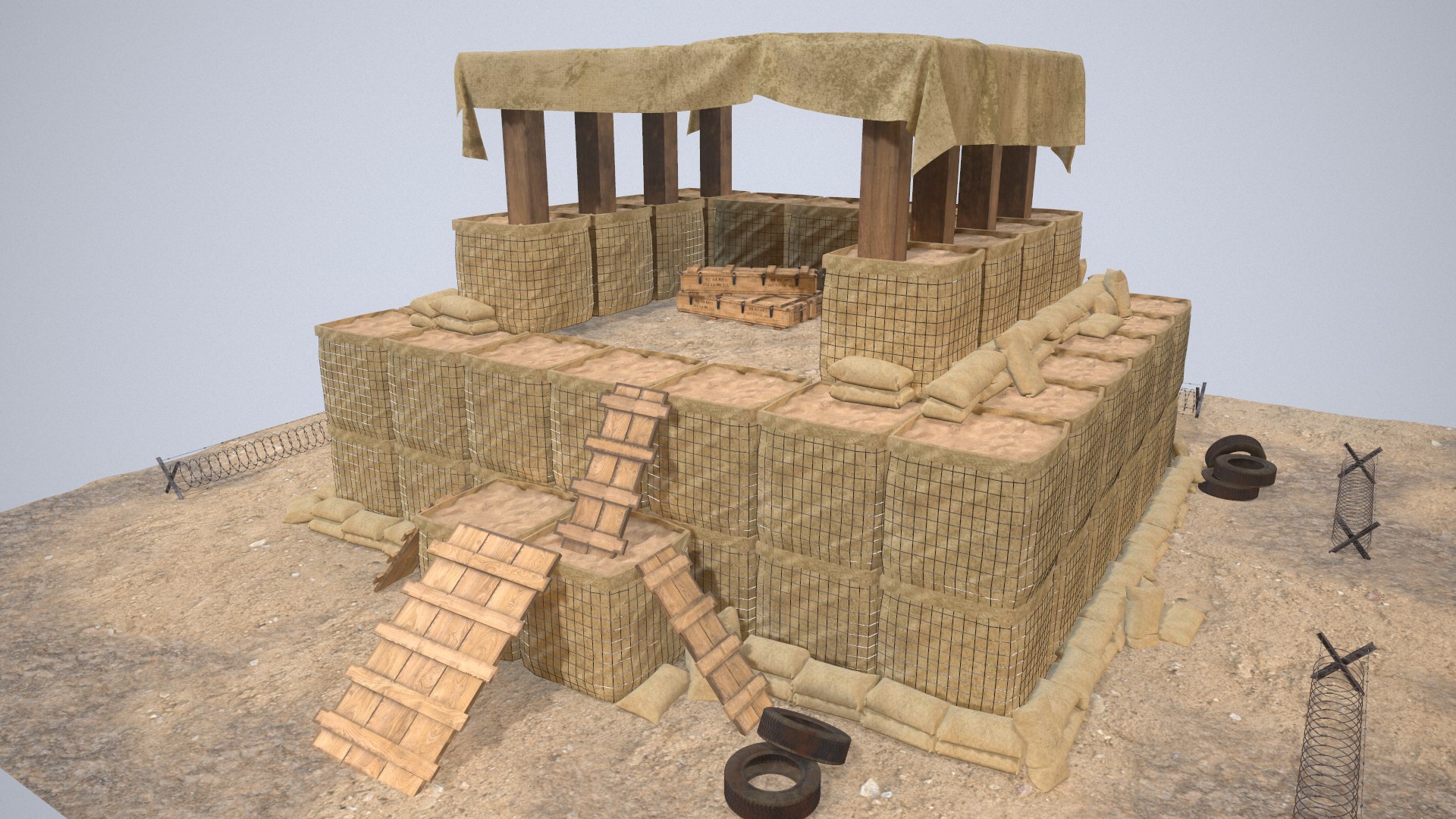 3D military trench tower model - TurboSquid 1569278