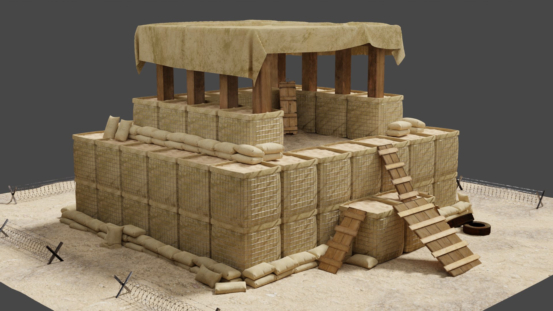 3D military trench tower model - TurboSquid 1569278