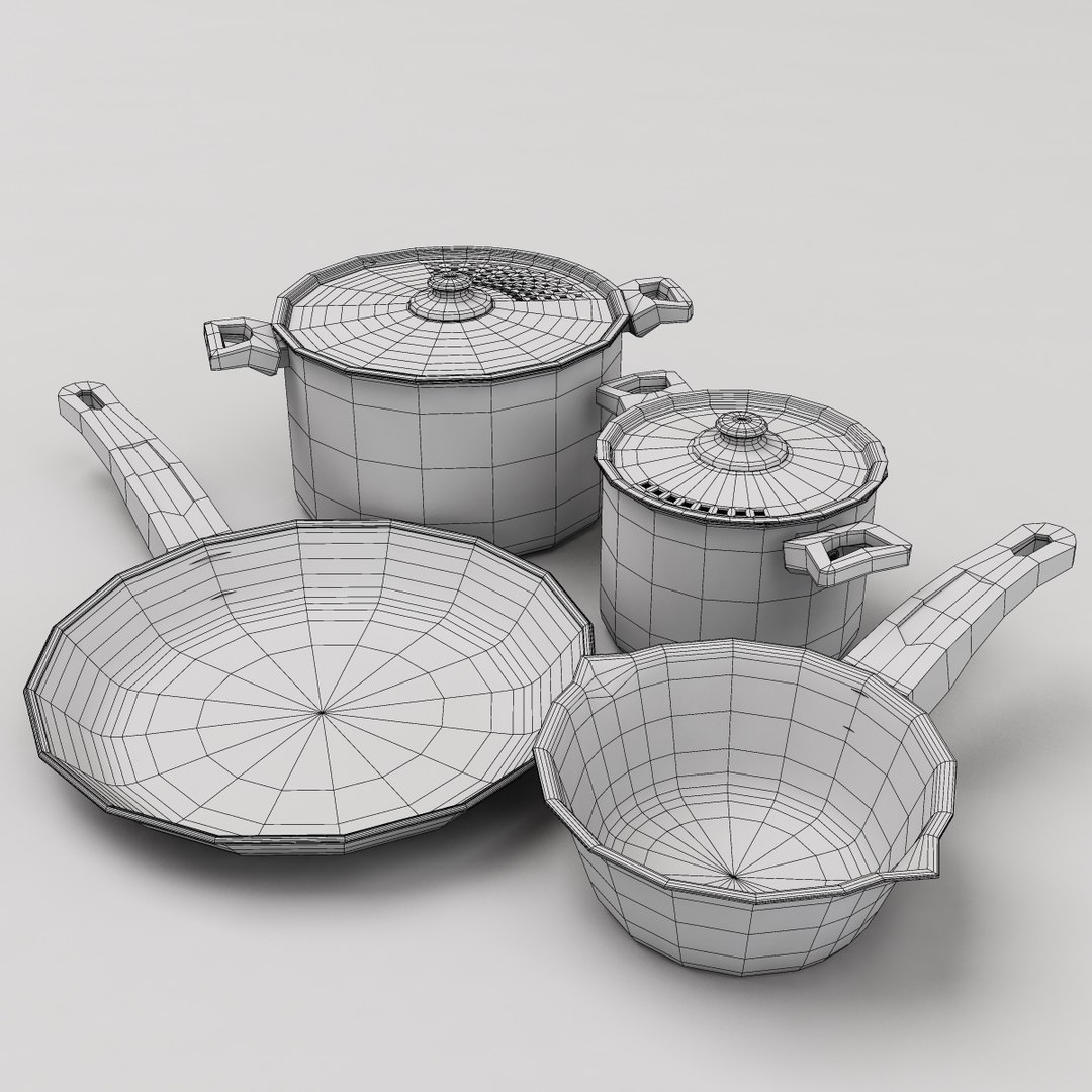 3d Pots Pans Model