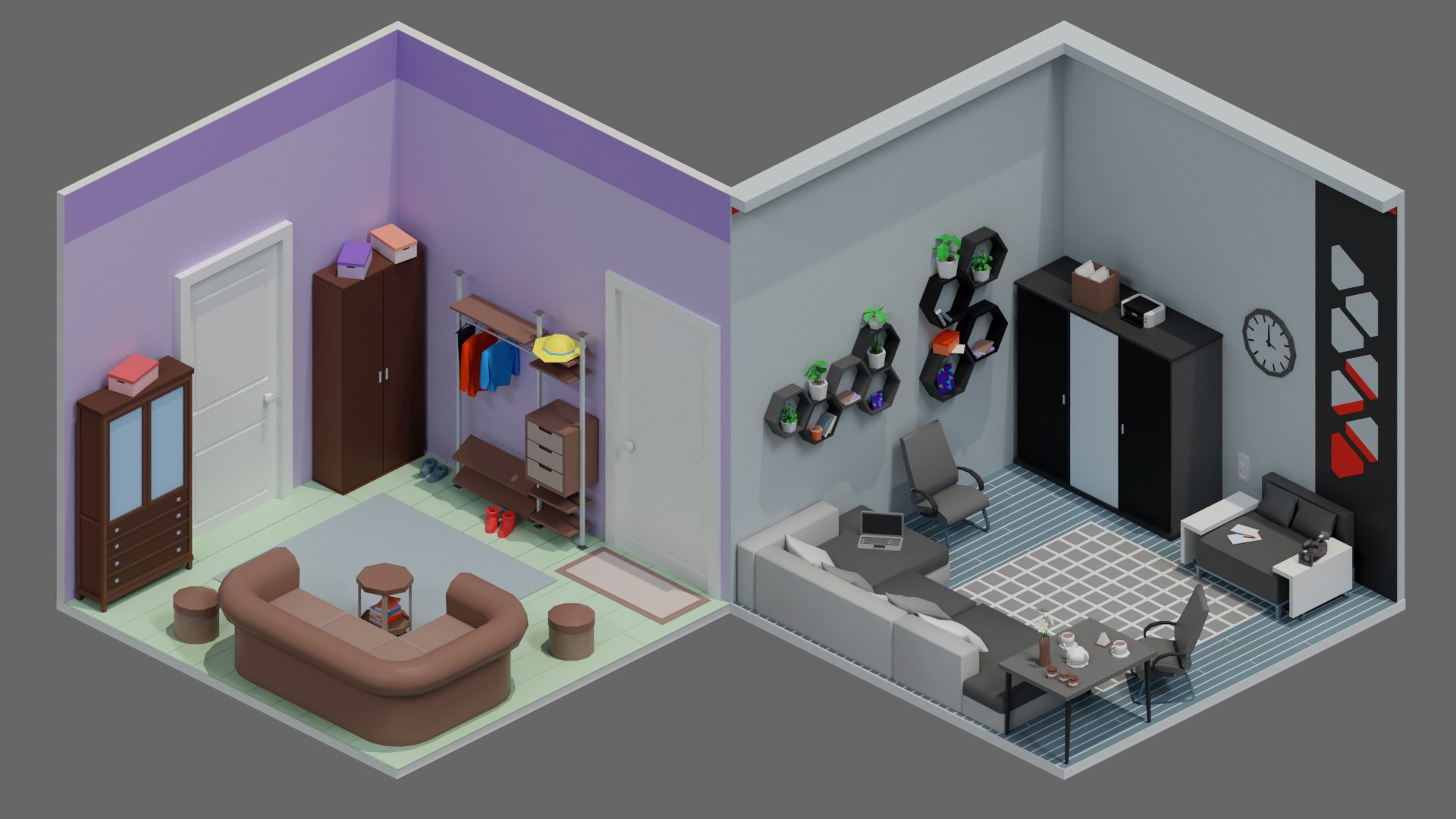 3D low poly interior 2 Low poly 28 room model - TurboSquid 1892804
