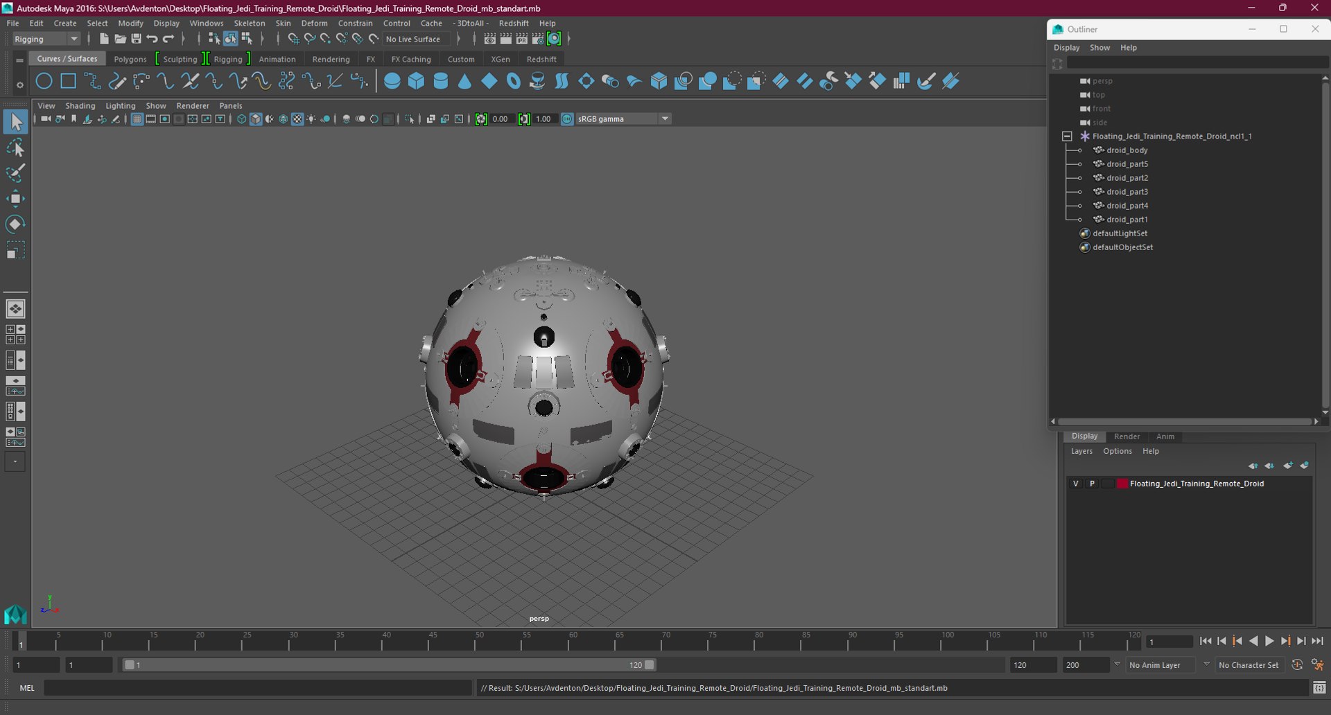 Floating Jedi Training Remote Droid 3D Model - TurboSquid 2249615