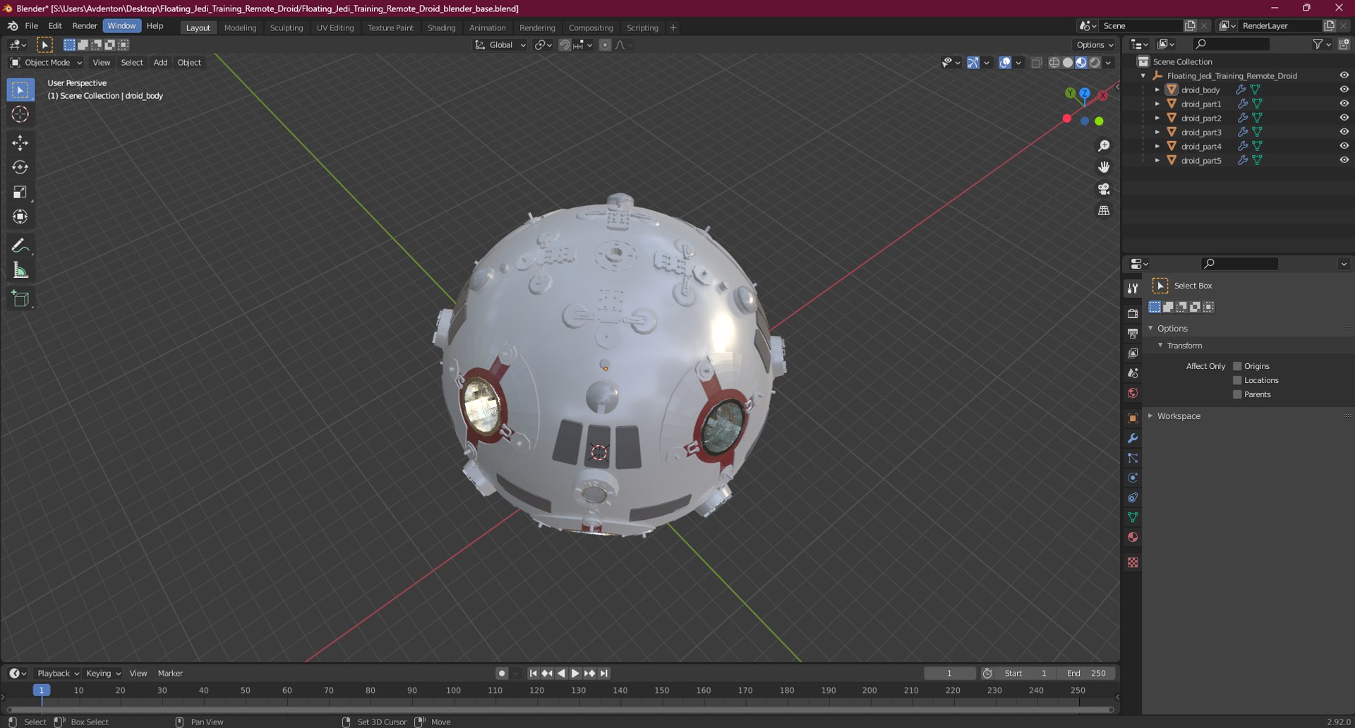 Floating Jedi Training Remote Droid 3D Model - TurboSquid 2249615