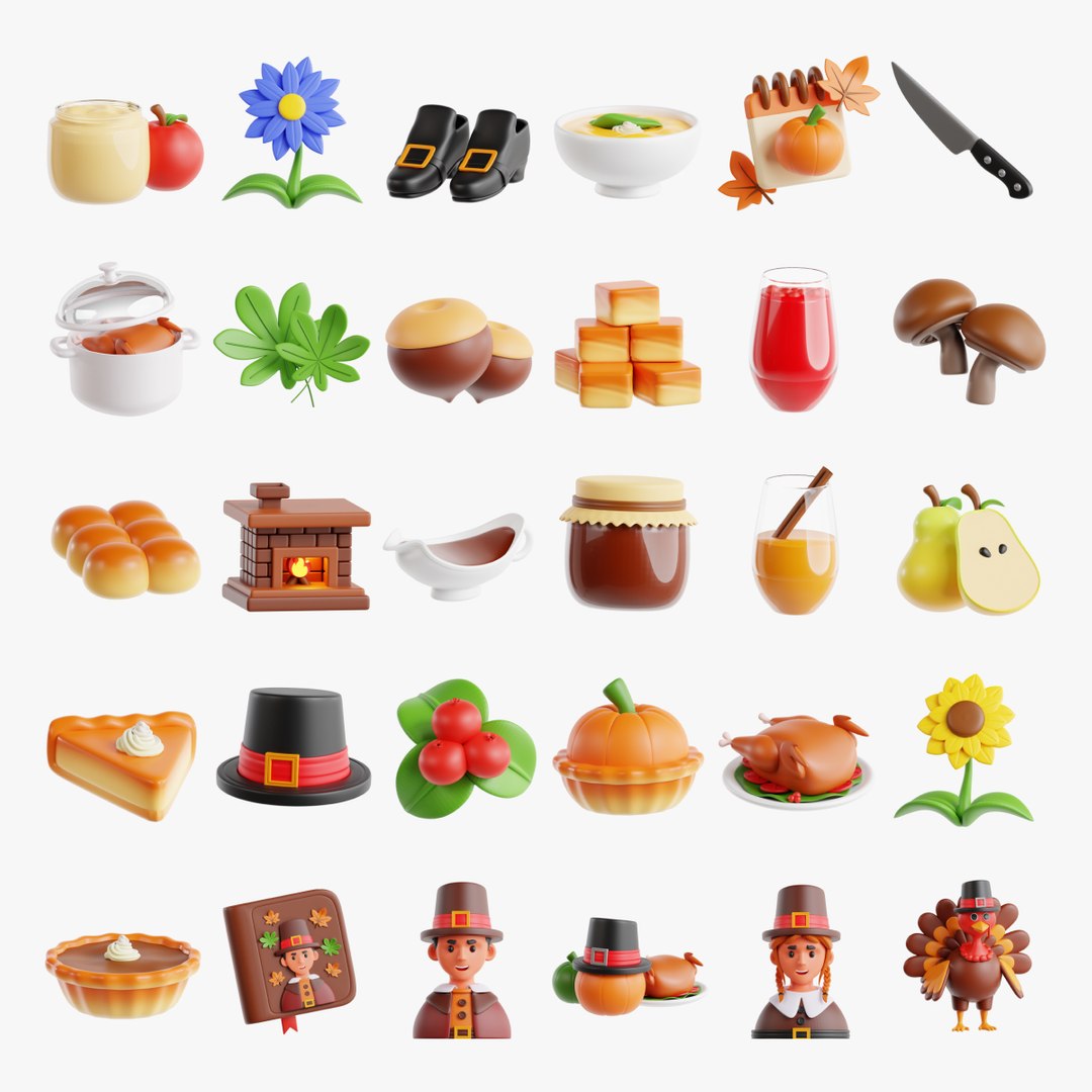 3D Happy Thanksgiving 3D Collection - TurboSquid 2293634