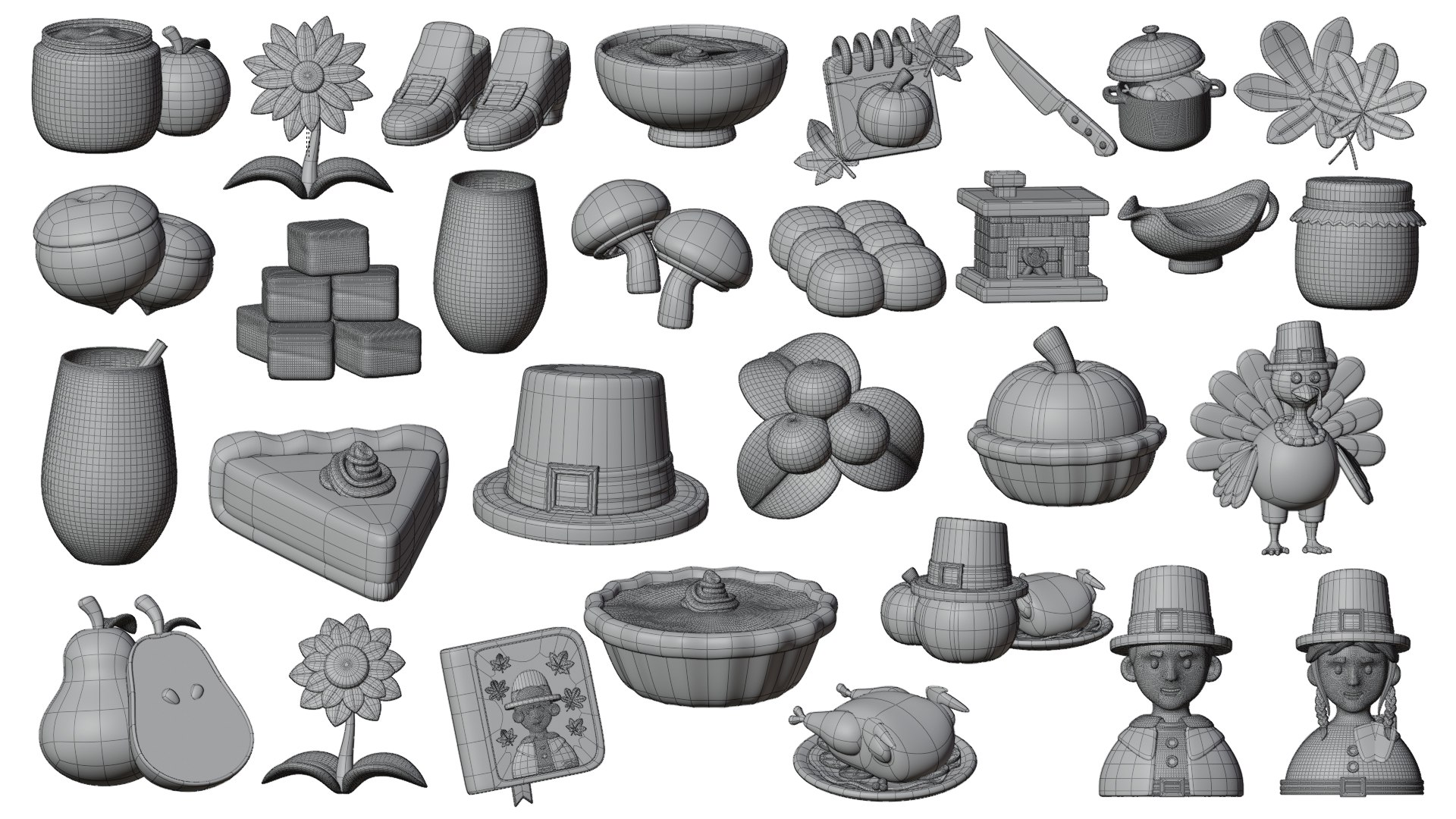 3D Happy Thanksgiving 3D Collection - TurboSquid 2293634