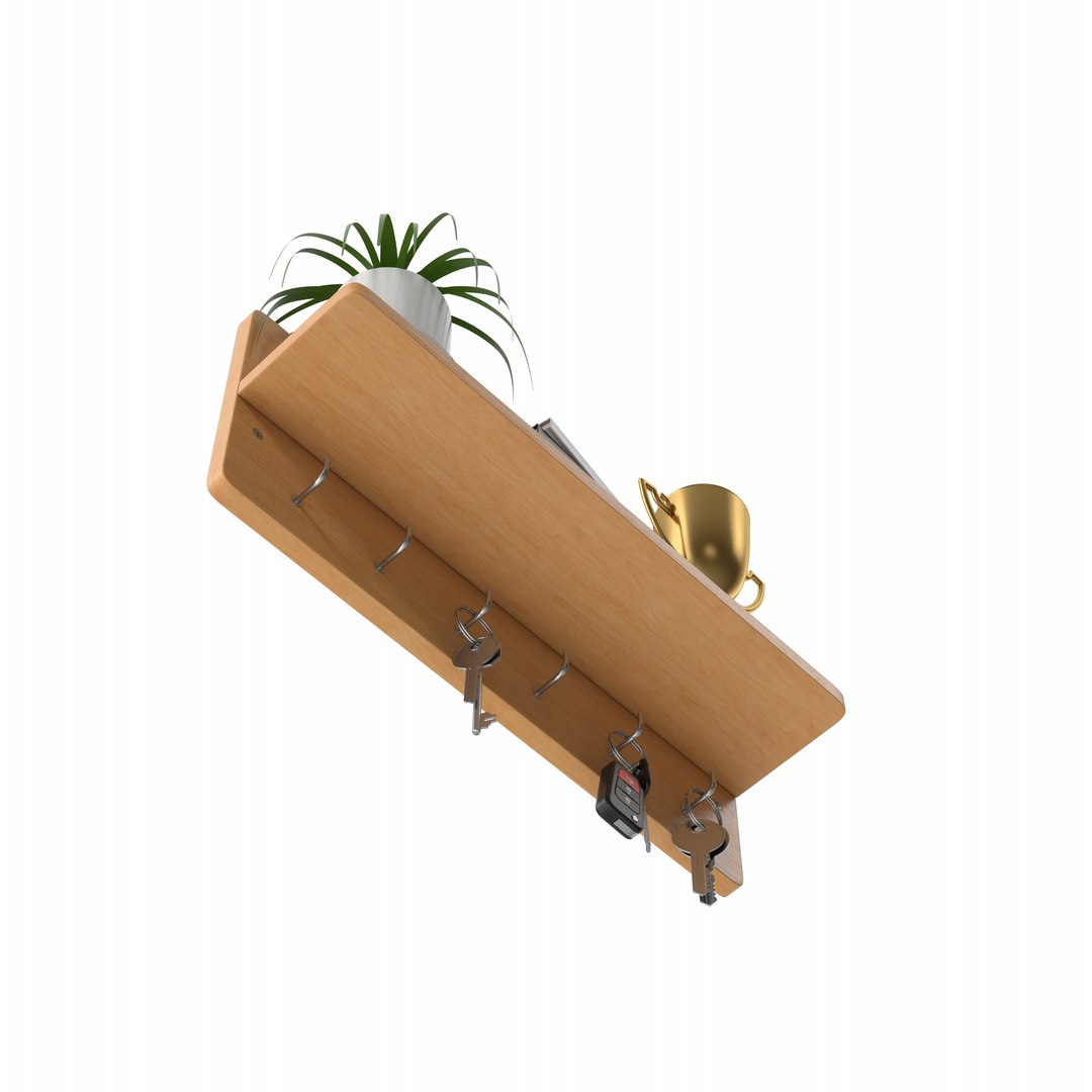 Wooden Key Hanger And Shelf Set 3D Model - TurboSquid 2085993
