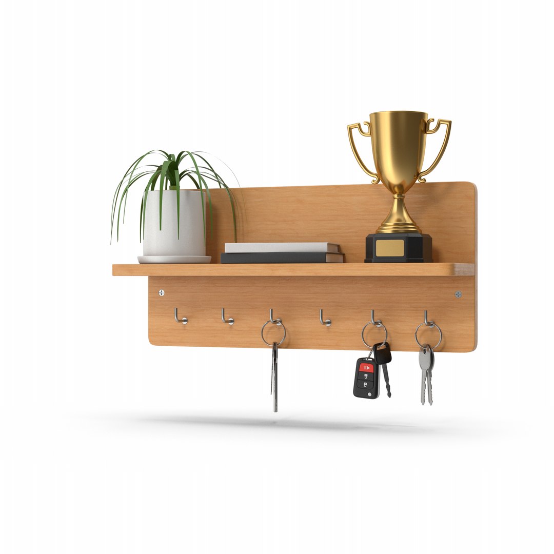 Wooden Key Hanger And Shelf Set 3D Model - TurboSquid 2085993