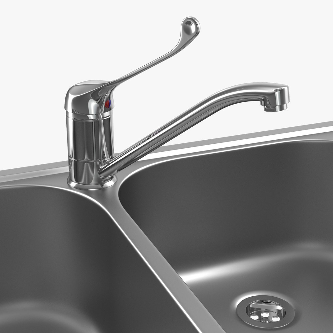 3D Elbow Faucet And Double Sink Model - TurboSquid 1775808