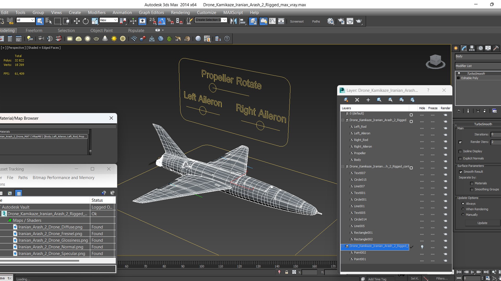 Drone Kamikaze Iranian Arash 2 Rigged Model - TurboSquid 2222408