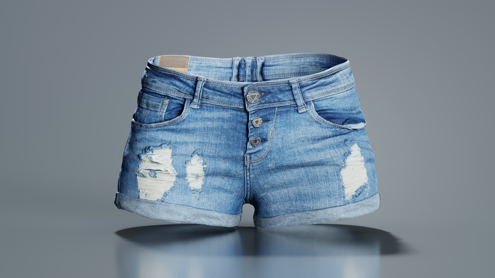 3D Blue Jeans Scratched Shorts Remastered - TurboSquid 2361840