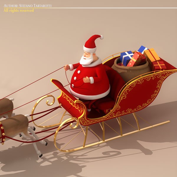 3d santa claus reindeers