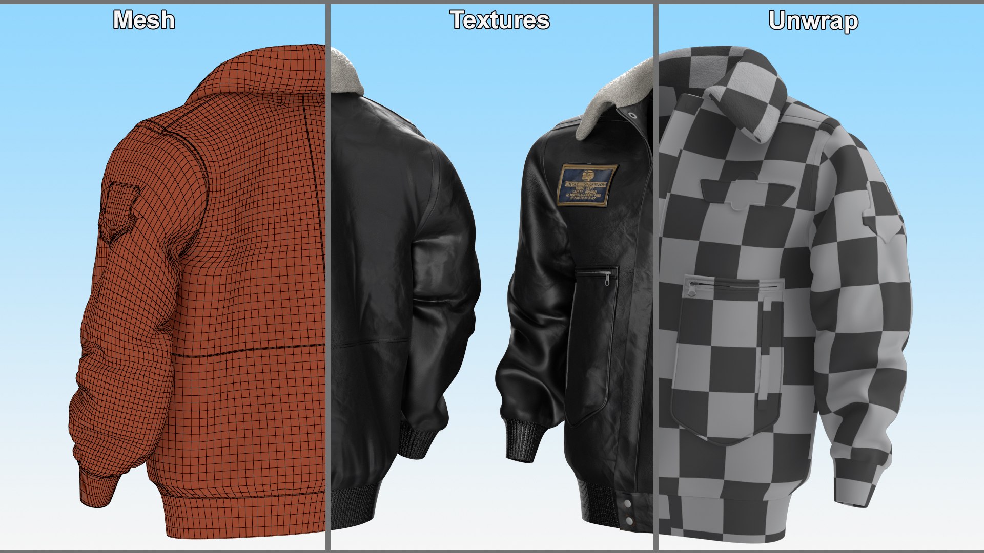 3D Black Aviator Jacket Model - TurboSquid 2278816