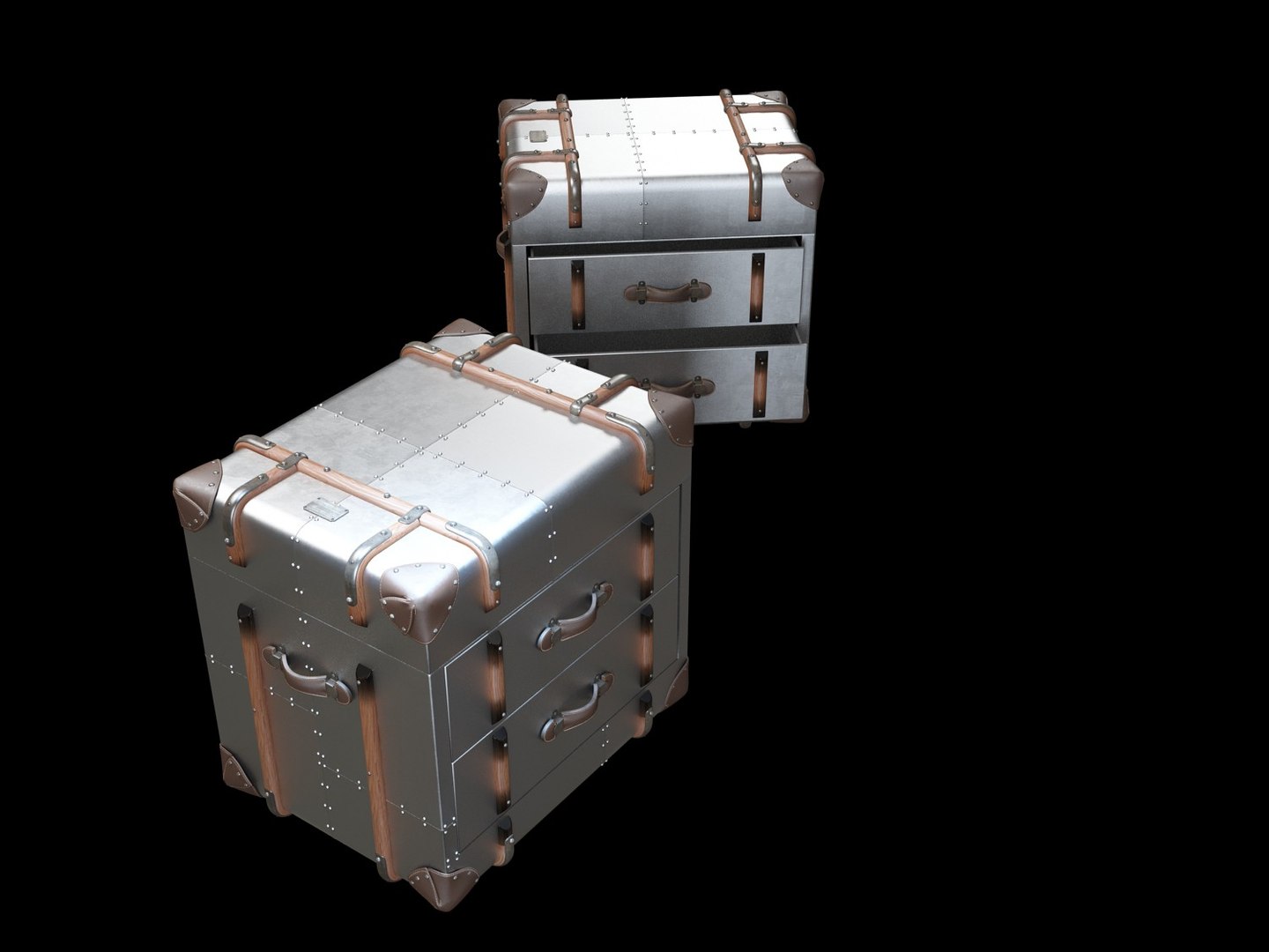 3d Richards -trunk-2-drawer-cube-metal