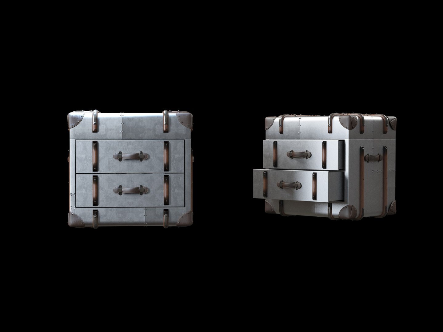 3d Richards -trunk-2-drawer-cube-metal