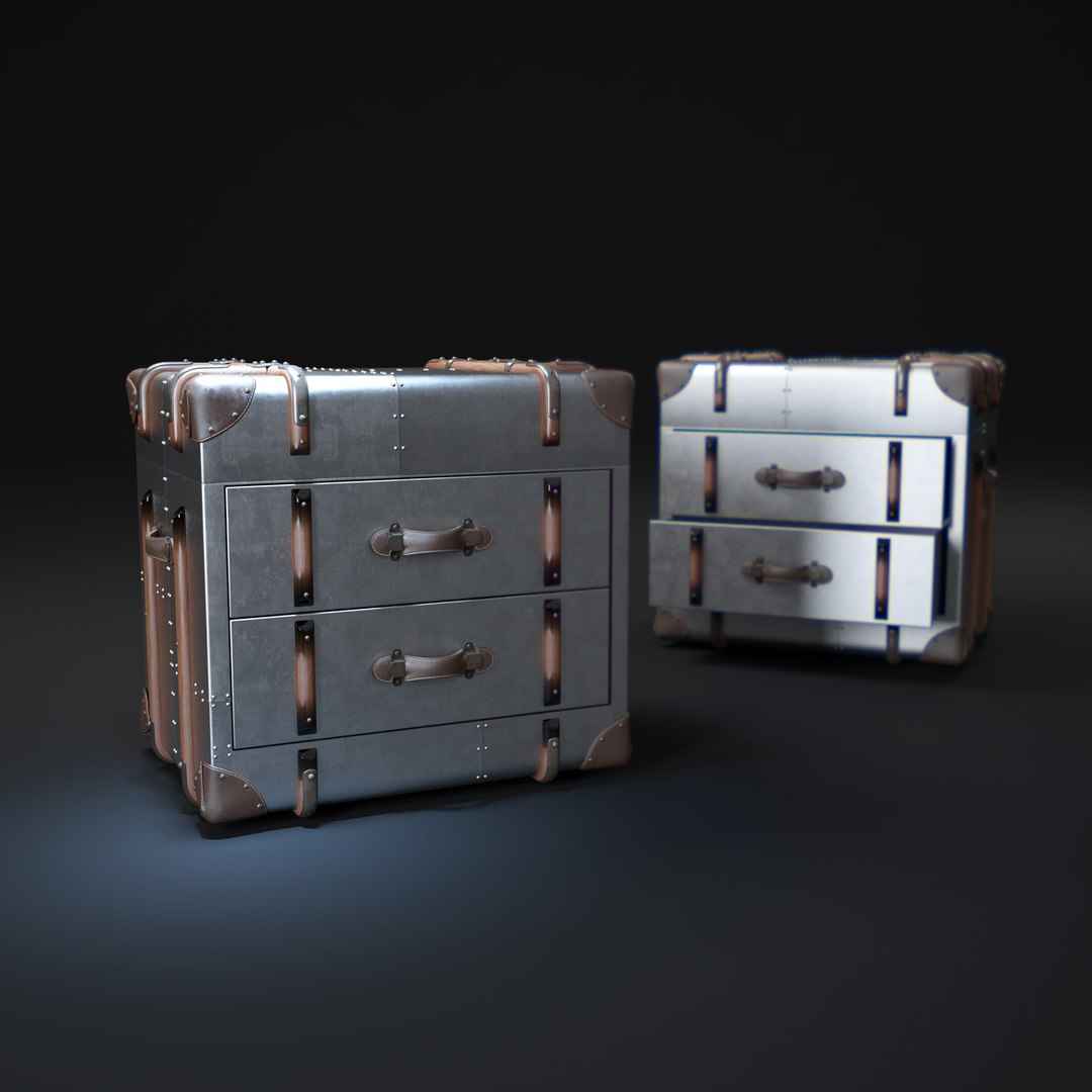 3d Richards -trunk-2-drawer-cube-metal