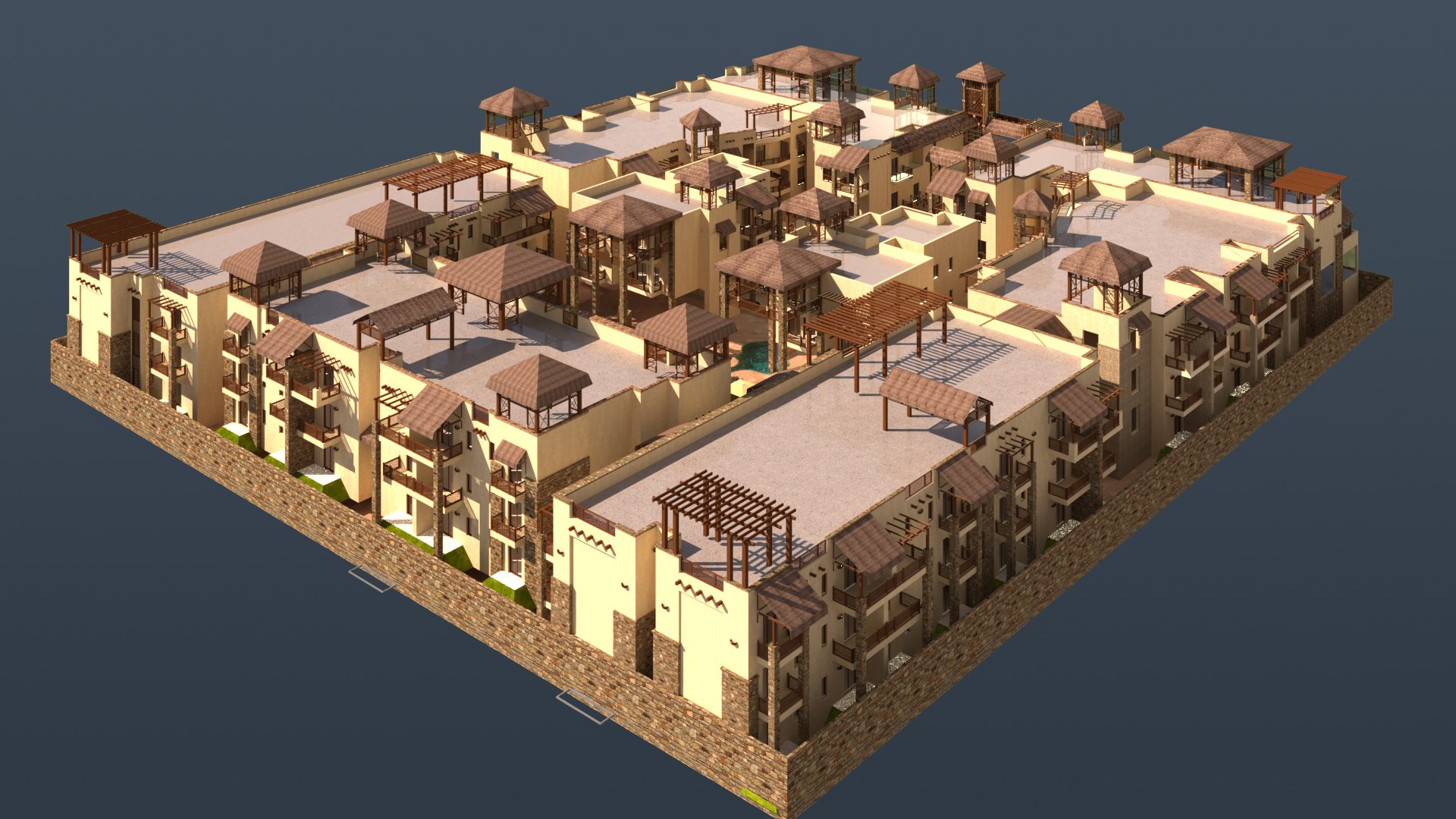 3D Resort Hotel Model - TurboSquid 2118523