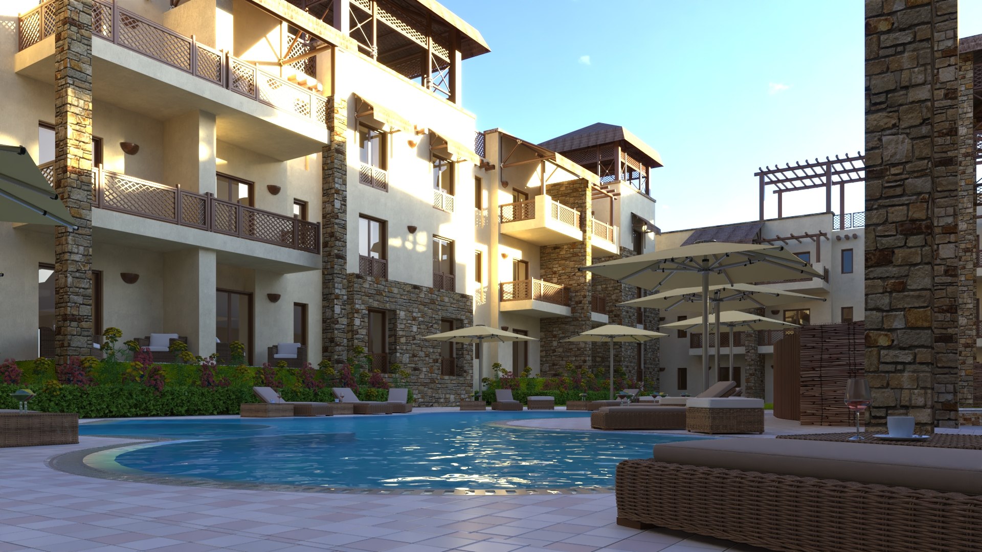 3D Resort Hotel Model - TurboSquid 2118523