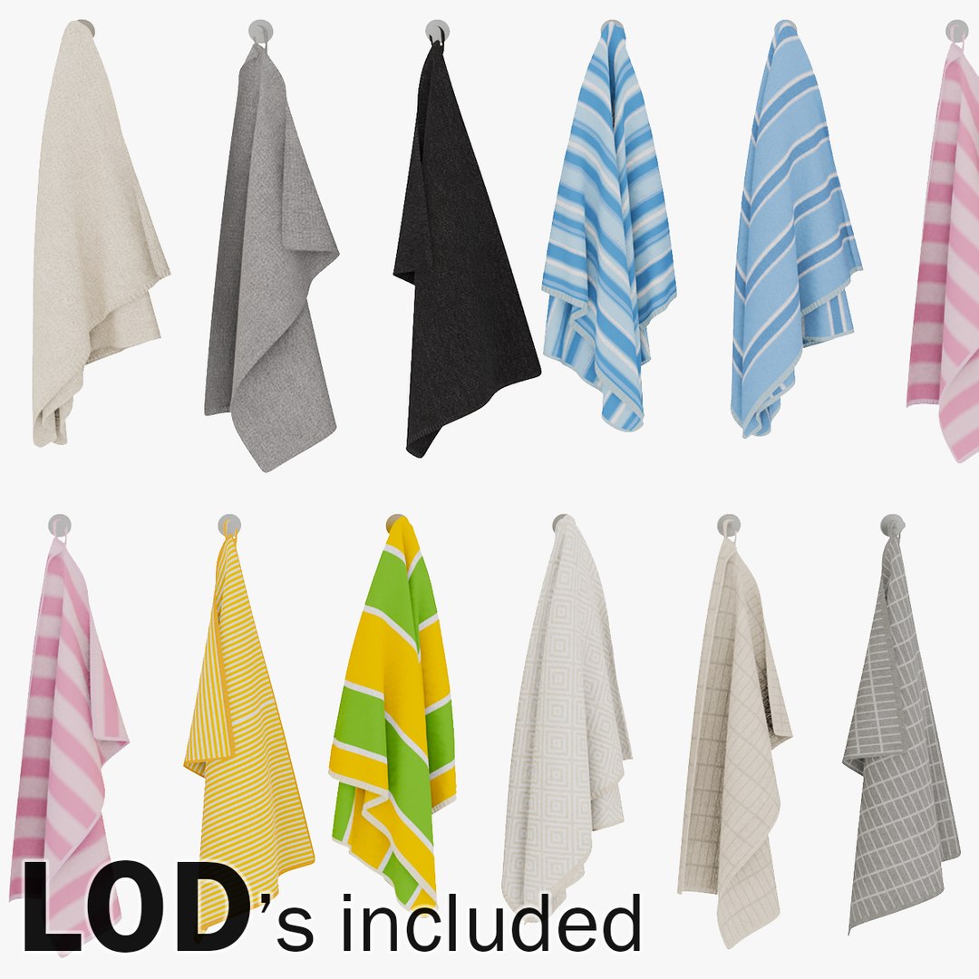Hanging Hand Towel Set LODs 3D Model - TurboSquid 2342179