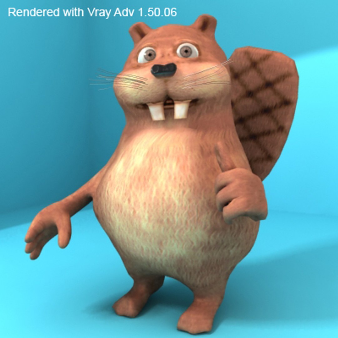 Funny Cartoon Beaver 3d Model