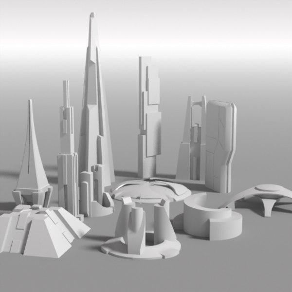 futuristic buildings 3d model