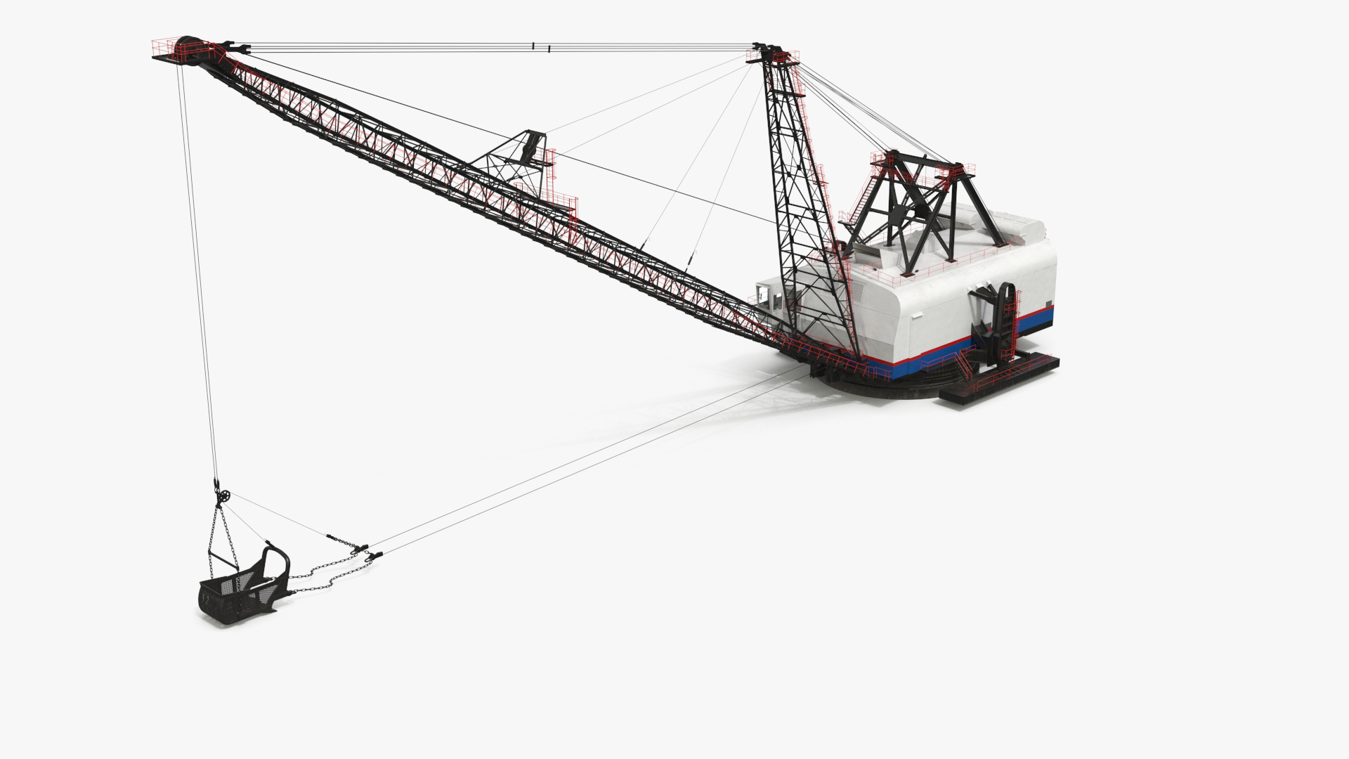 Mining Dragline With Long Boom White Rigged For Cinema 4D 3D ...