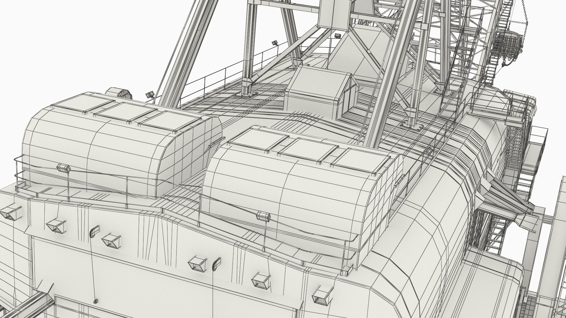 Mining Dragline With Long Boom White Rigged For Cinema 4D 3D ...