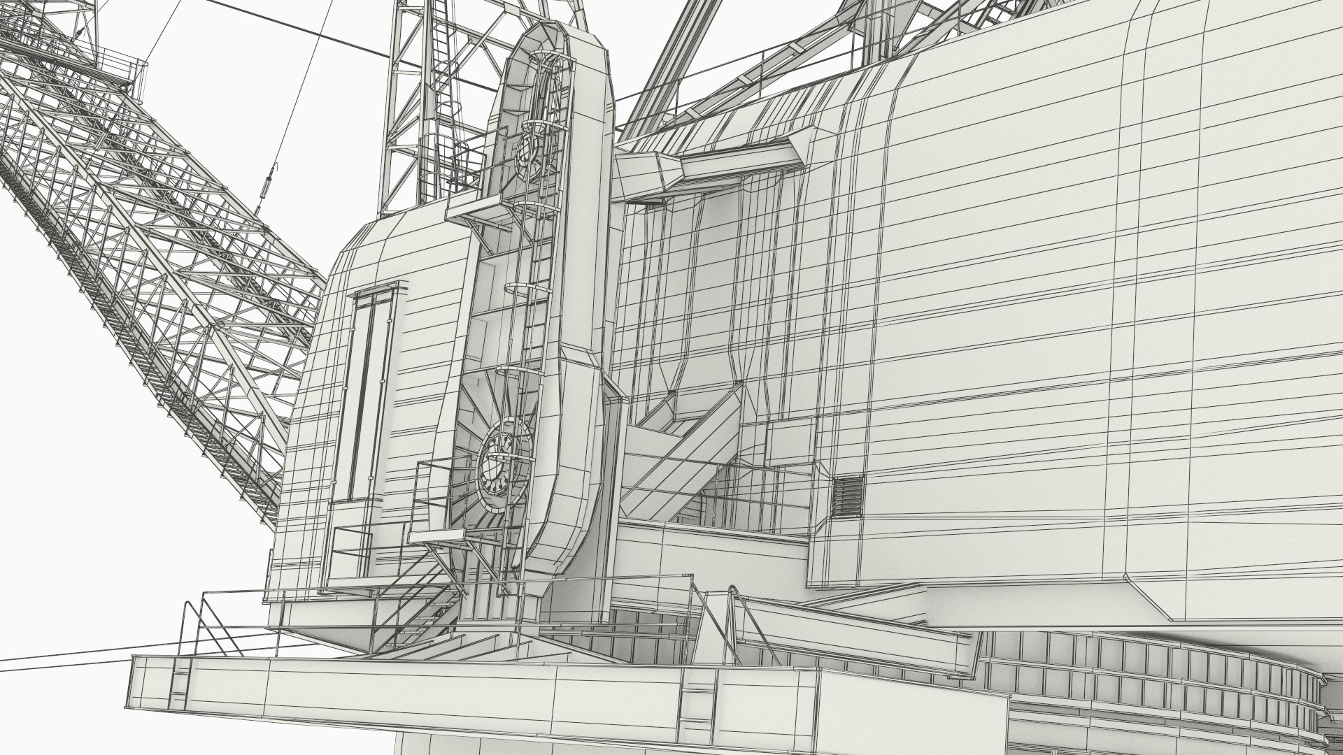 Mining Dragline With Long Boom White Rigged For Cinema 4D 3D ...