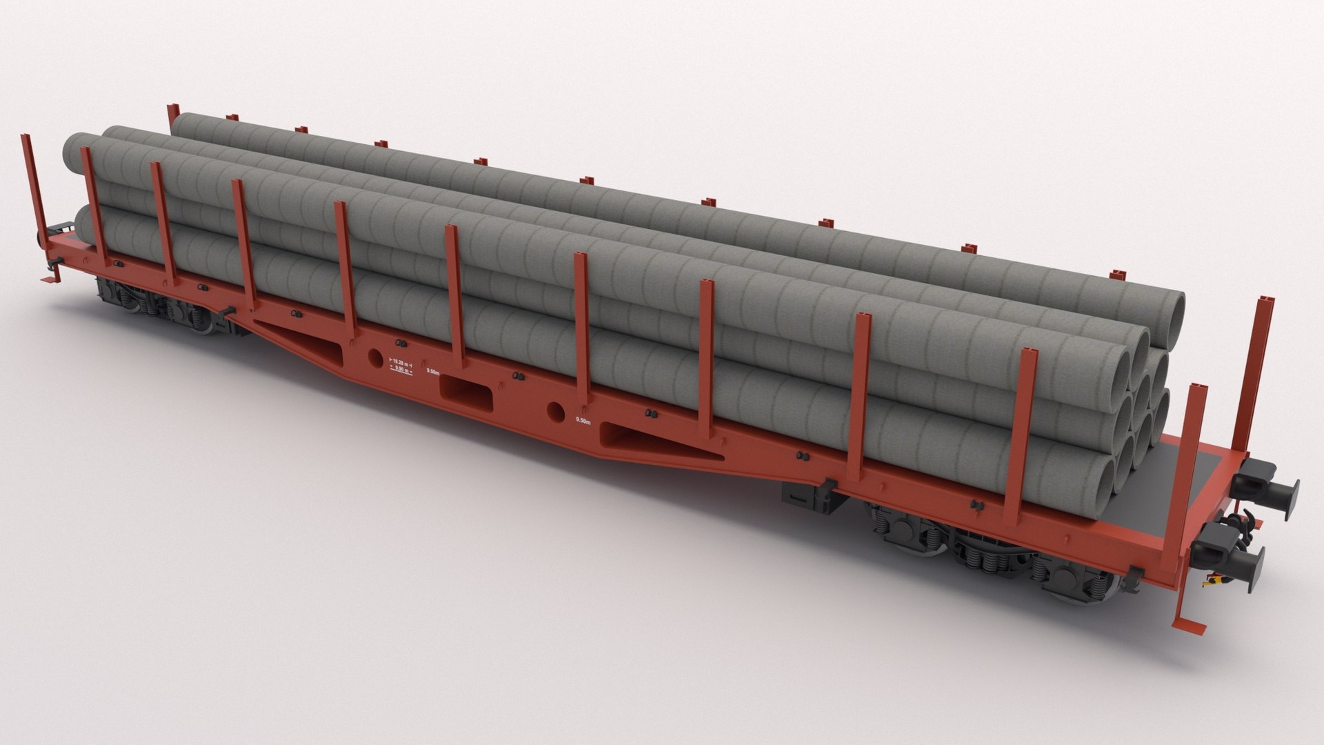 3D Flat Rail Car Pipes Model - TurboSquid 1639613